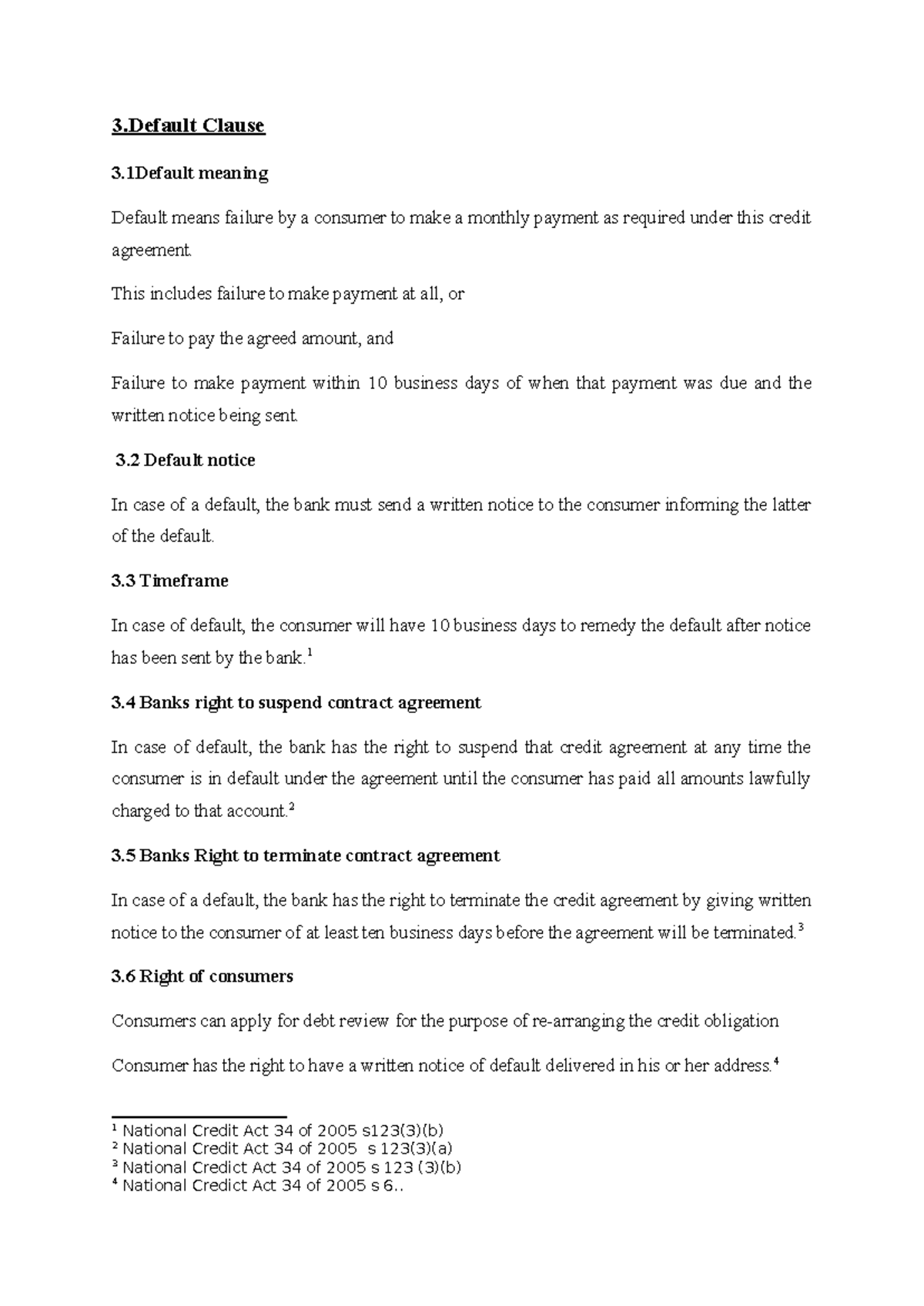 CTL Default Clause FF - Assignment Overview and Consumer Rights - Studocu