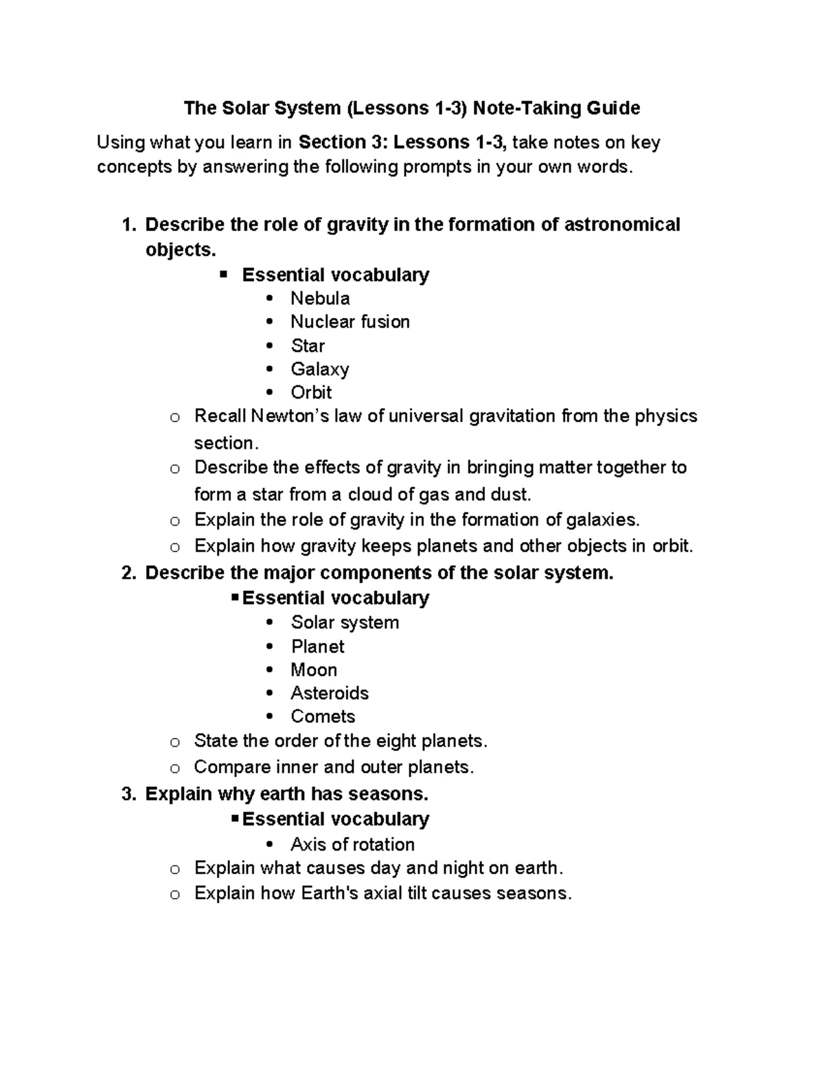 Earth's Structure Overview: Lesson Notes for Section 3 (Lessons 4-7 ...