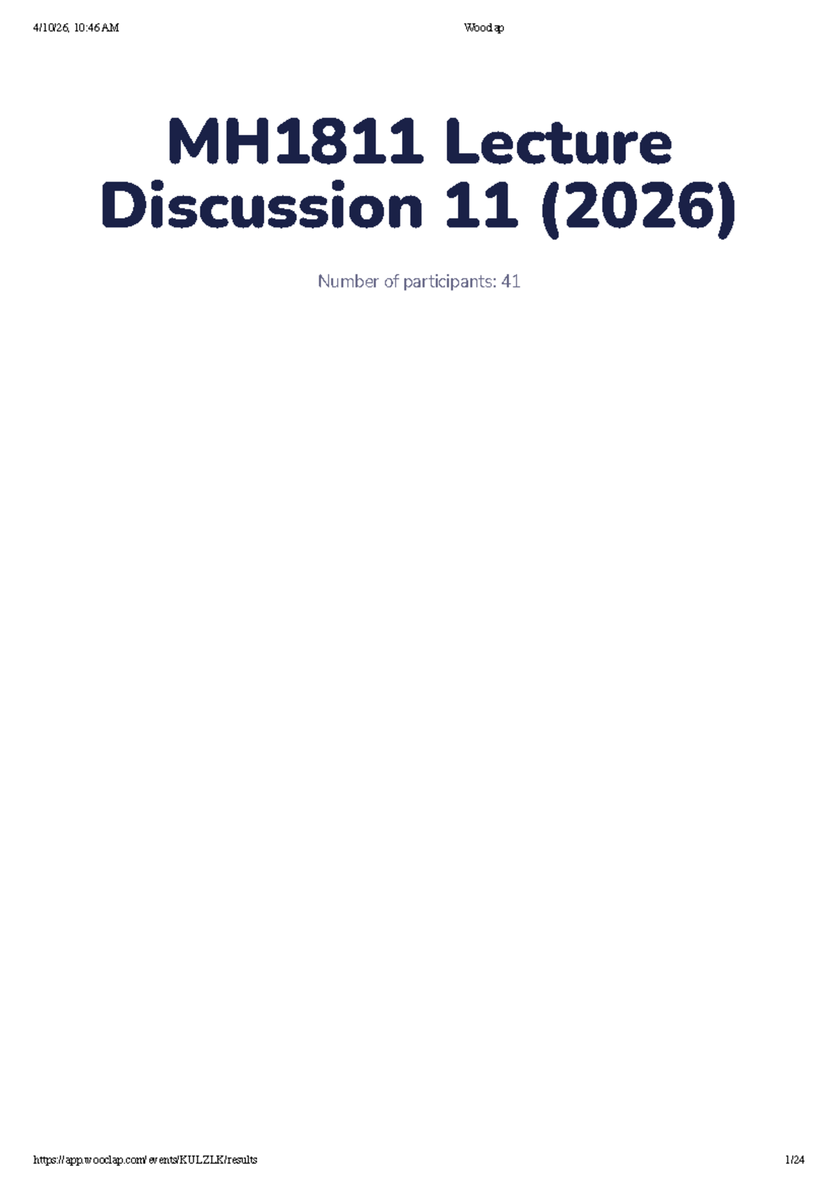 MH1811 Lecture Discussion 11: Wooclap Week 12 Insights - Studocu