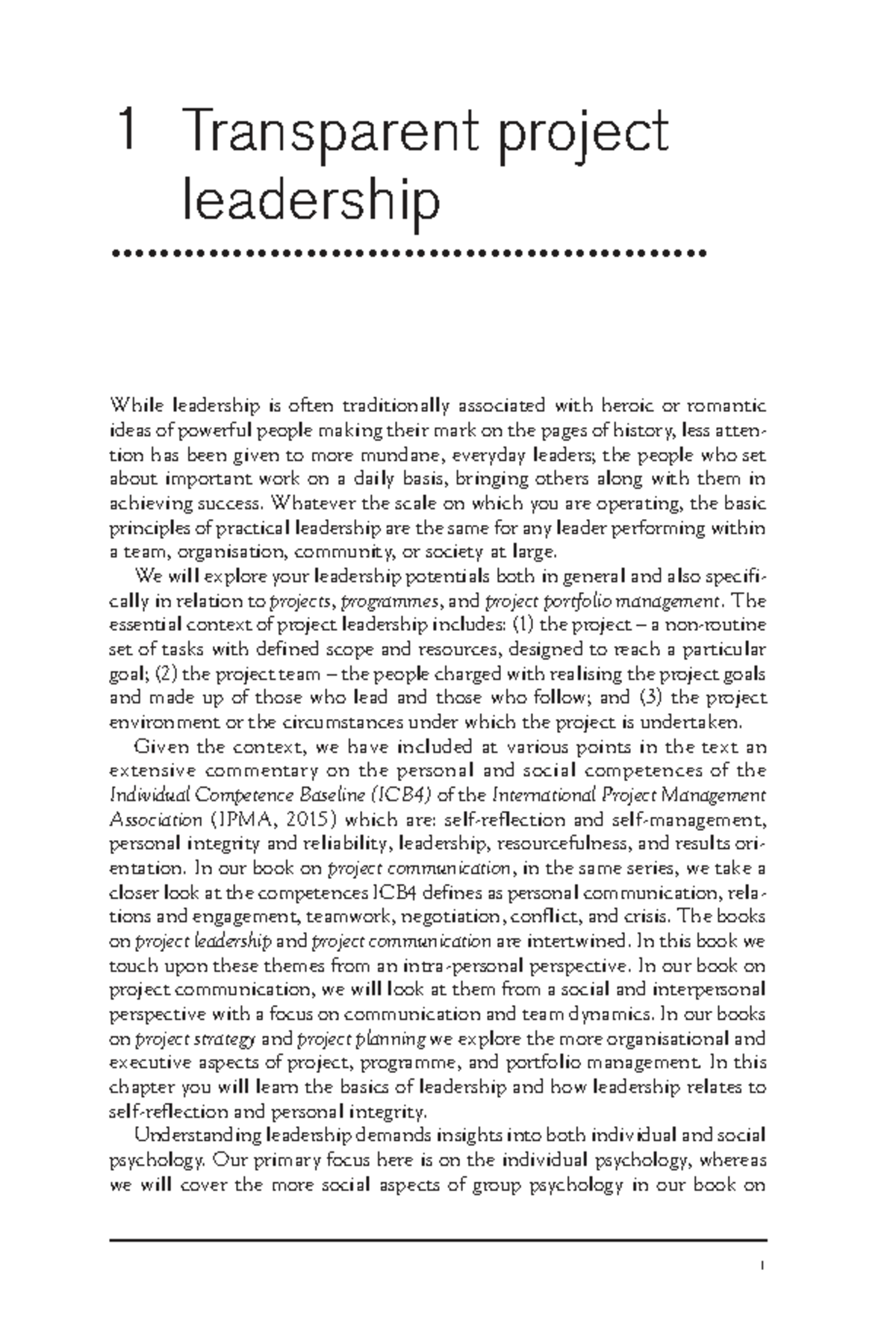 1 Project Leadership: Understanding the Essentials of Effective ...