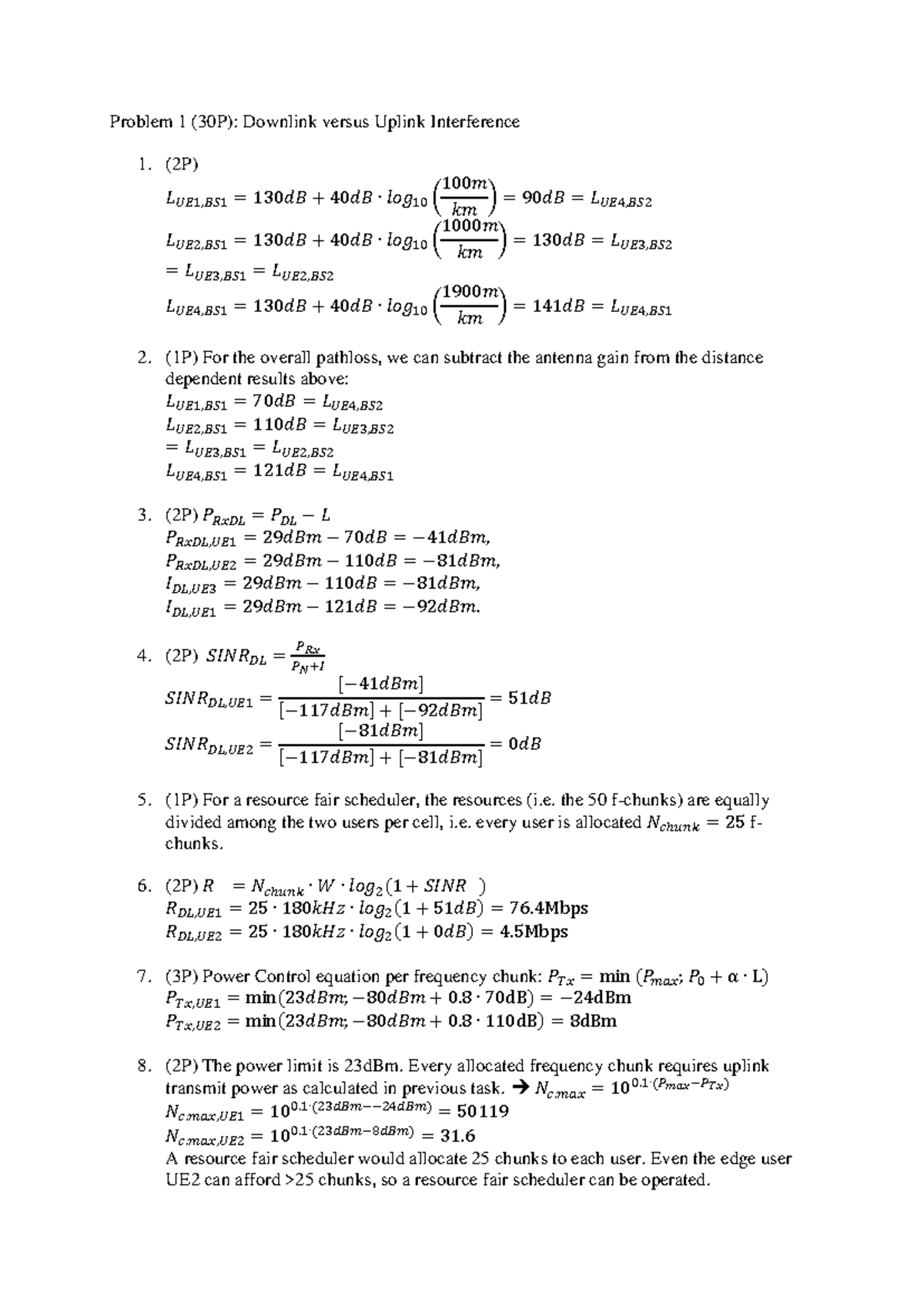 Exam25 Solutions: Downlink vs. Uplink Interference Analysis - Studocu