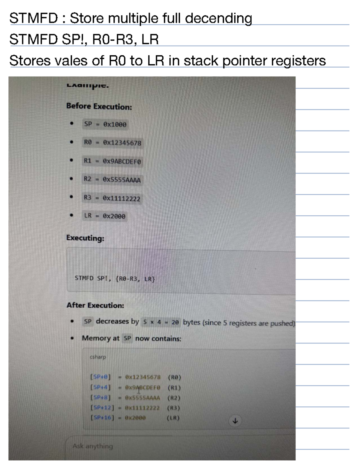 Lab 2 Notes for SC1006: STMFD and LR Register Operations - Studocu