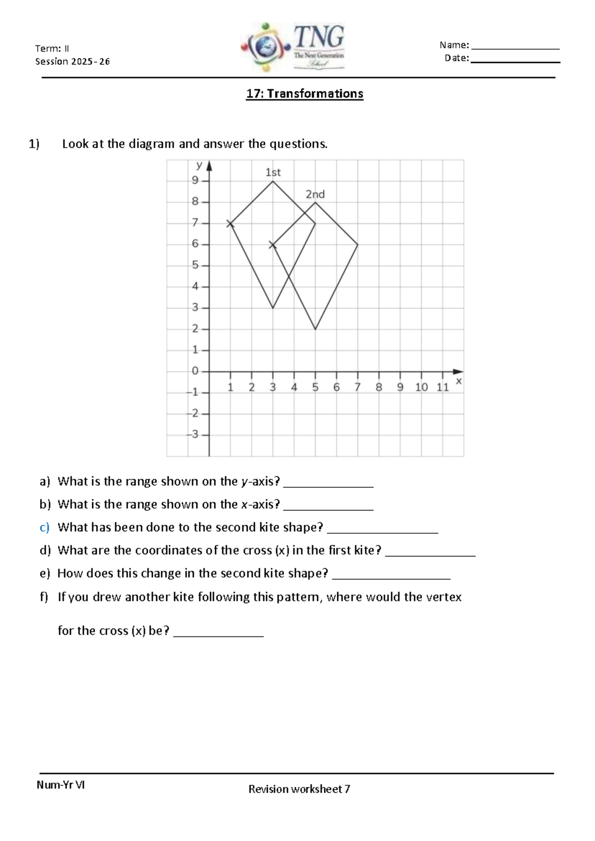 Math Revision Worksheet II: Transformations & Reflections - Studocu
