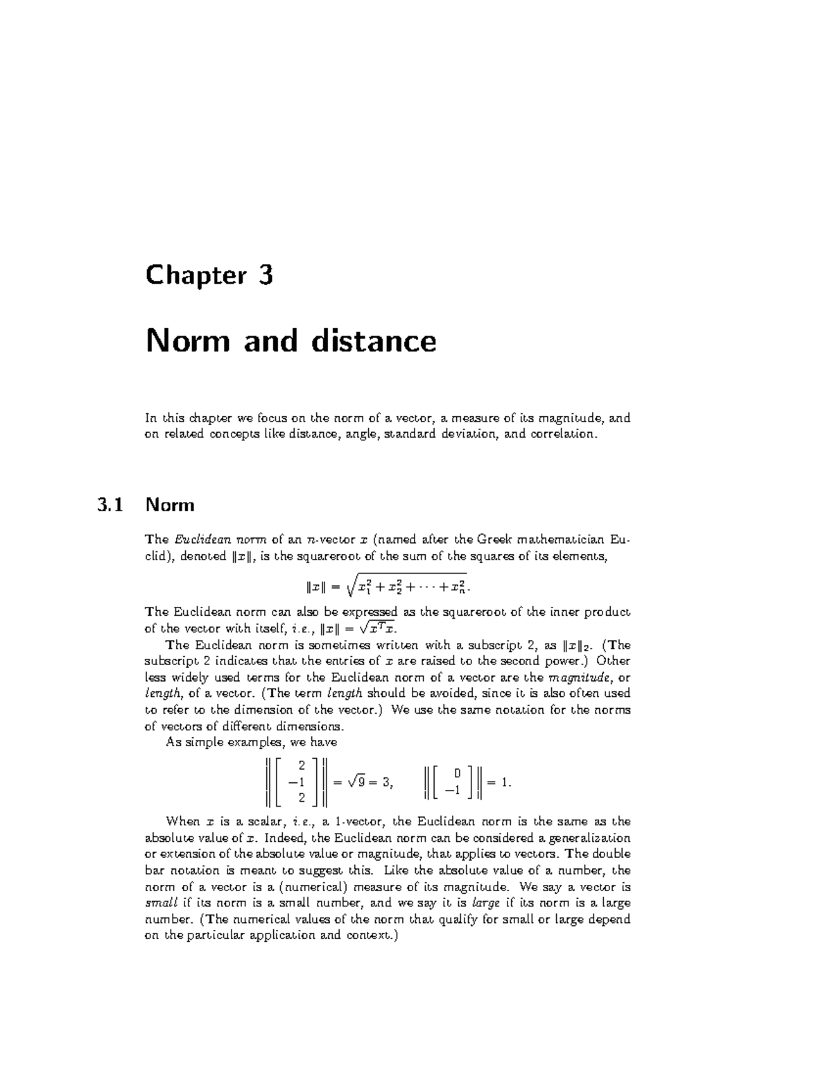 Chapter 3: Norm and Distance in Vector Spaces - Studocu