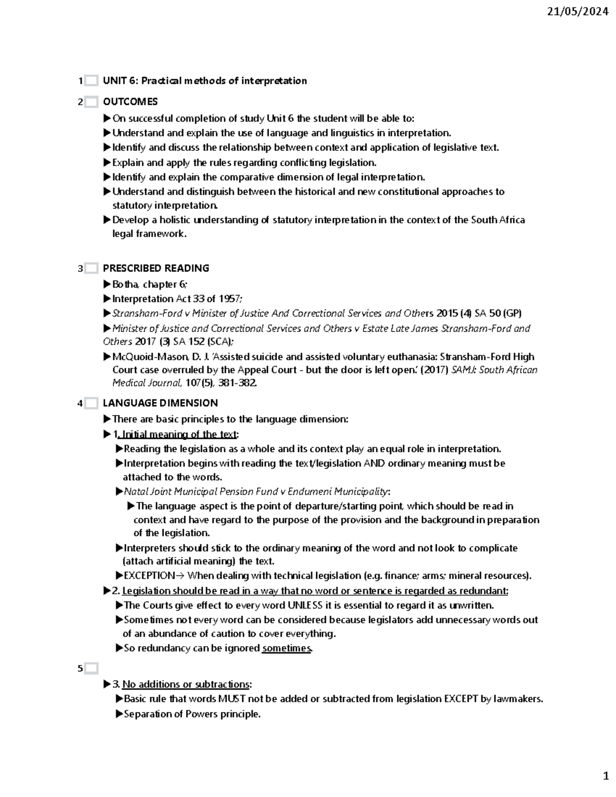 UNIT 6 Constitutional and Statutory Interpretation - UNIT 6: Practical ...