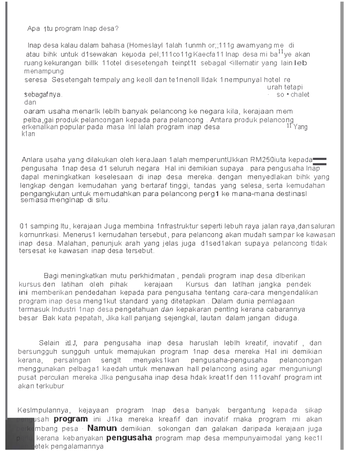 Inap Desa: Program Pelancongan dan Strategi Pembangunan (BM101) - Studocu