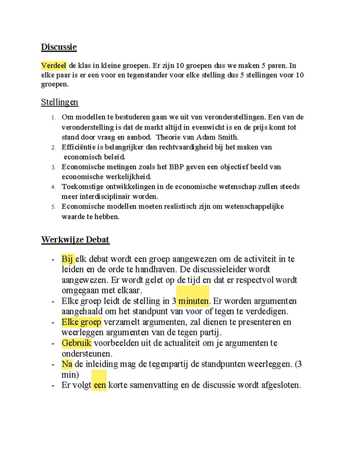Discussie en Debat: Economische Stellingen en Argumentatie - Studocu