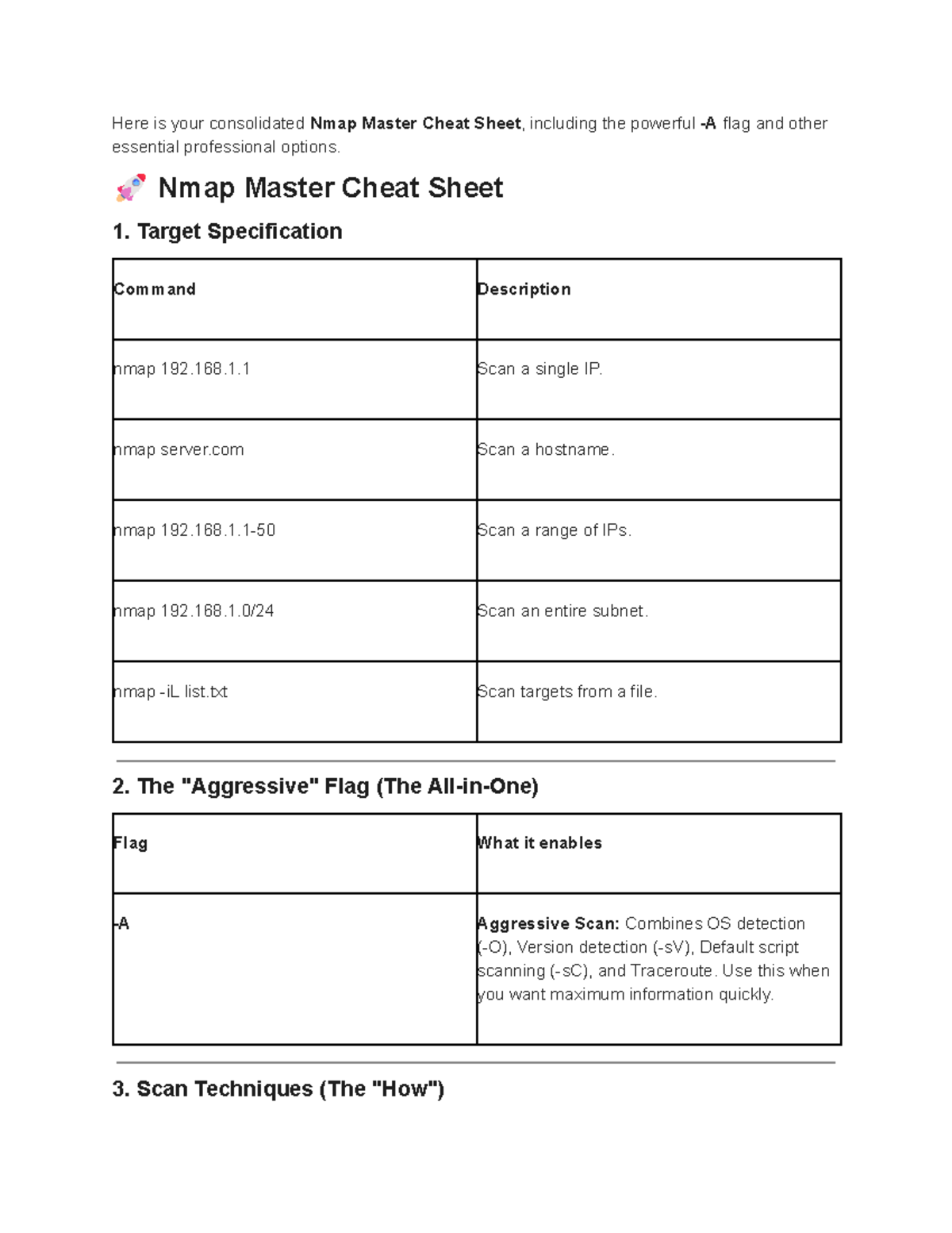 Nmap Aggressive Scan Cheat Sheet for Mastering Network Security - Studocu