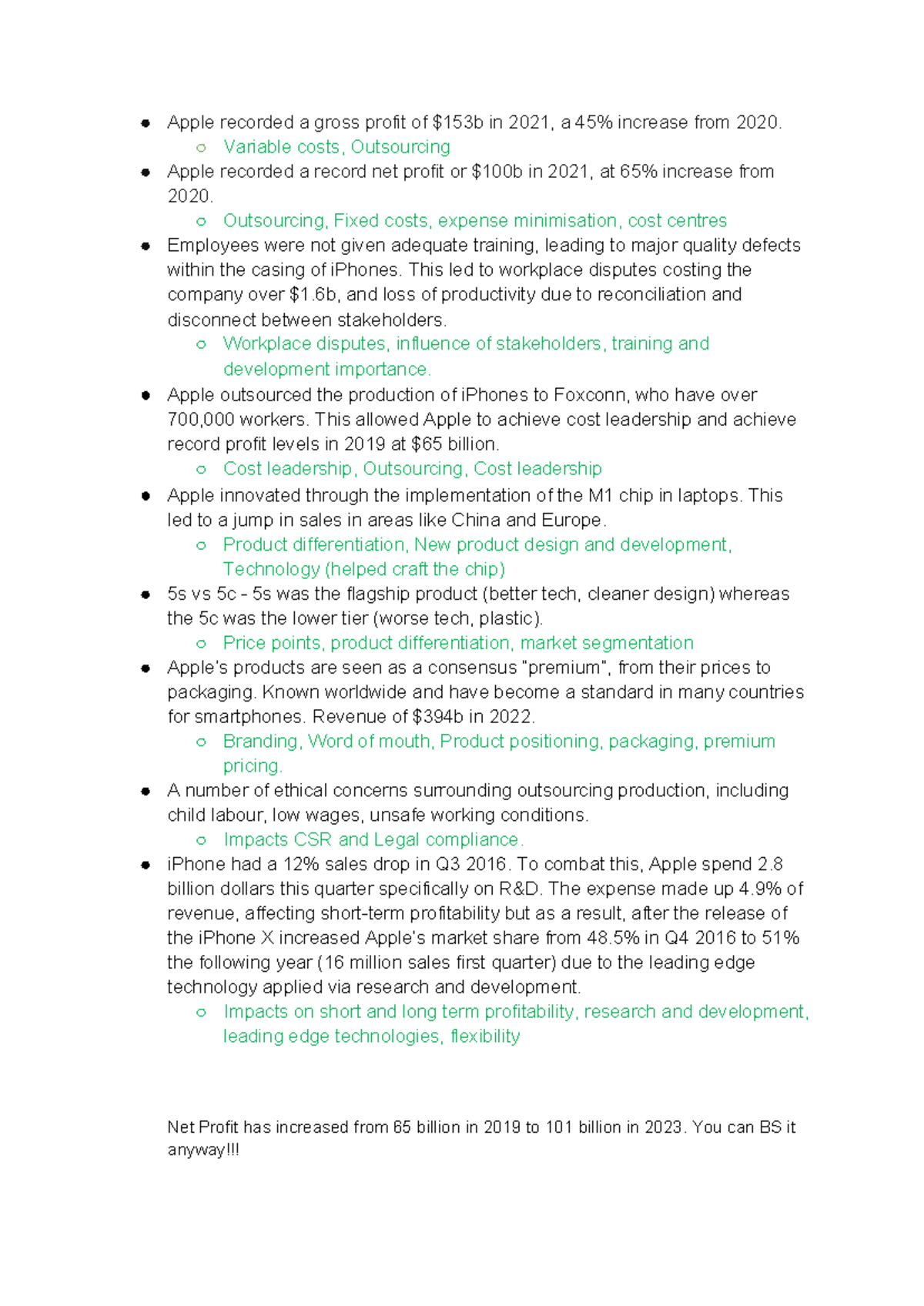 Case Study: Apple Inc. Profit Strategies & Challenges (BUS101) - Studocu