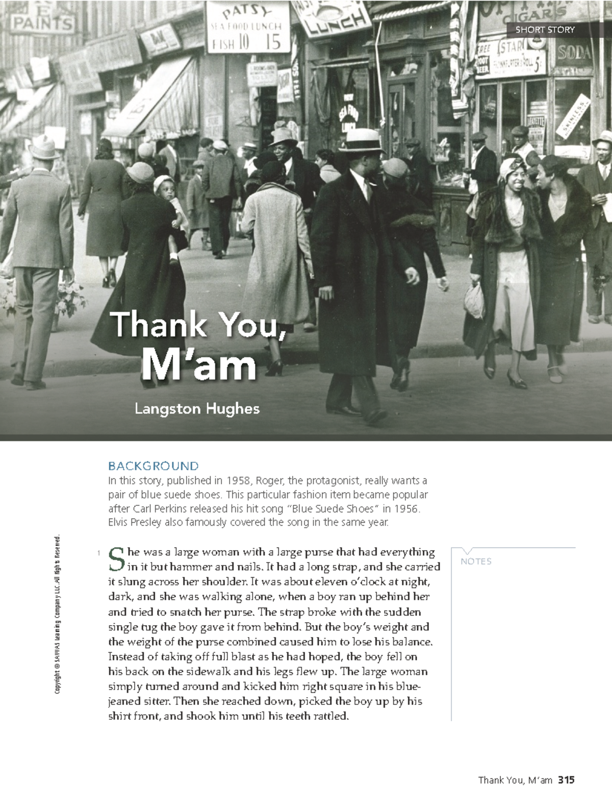 ENG 101: Short Story Analysis of "Thank You, M'am" by Langston Hughes ...