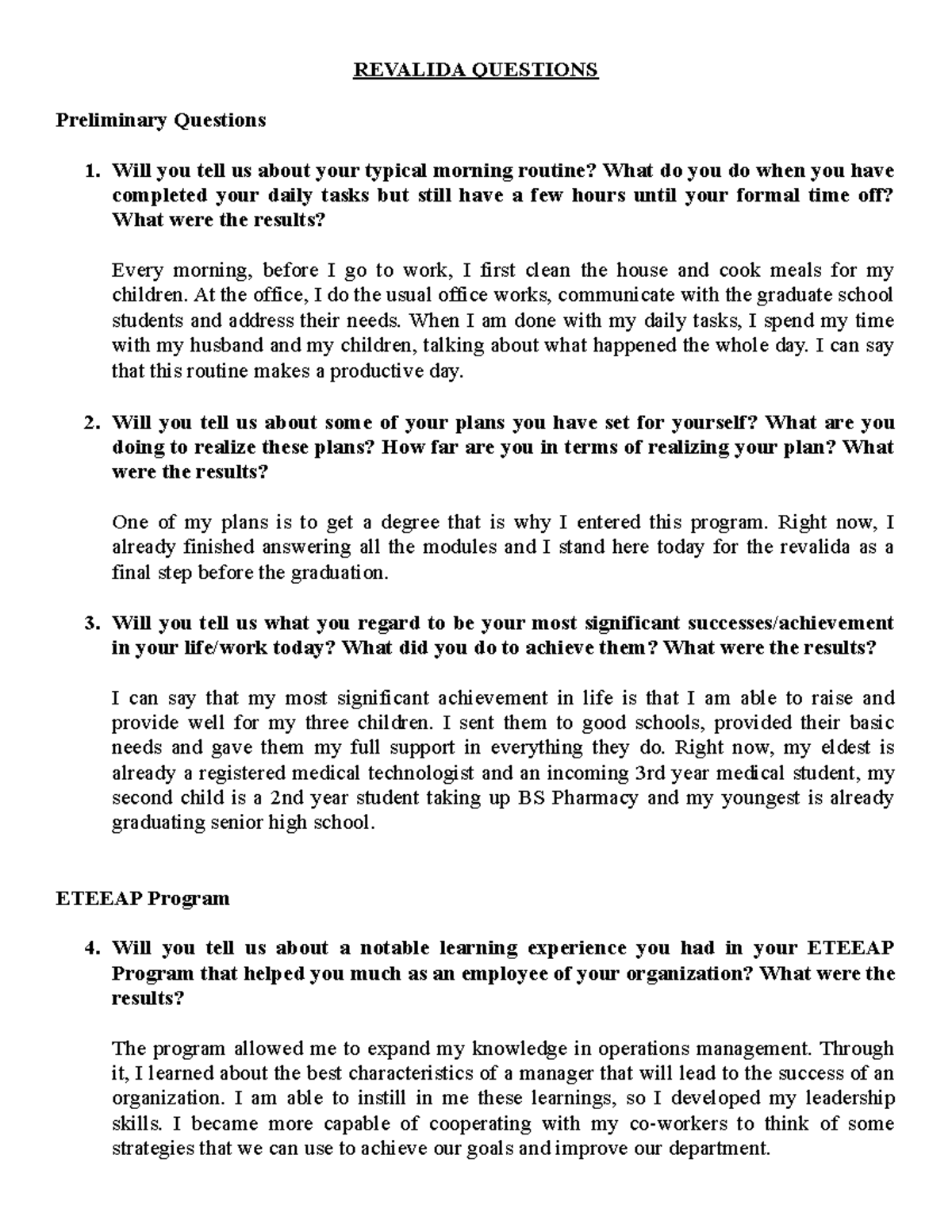 Revalida- Questions - NOTES - REVALIDA QUESTIONS Preliminary Questions ...