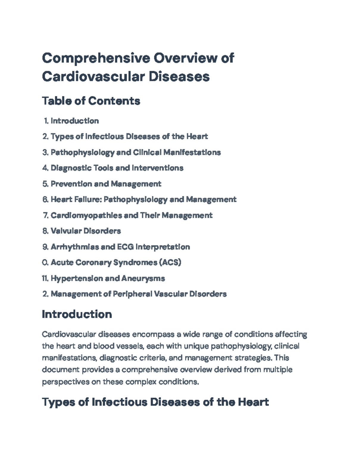 Comprehensive Overview of Cardiovascular Diseases: Pathophysiology ...