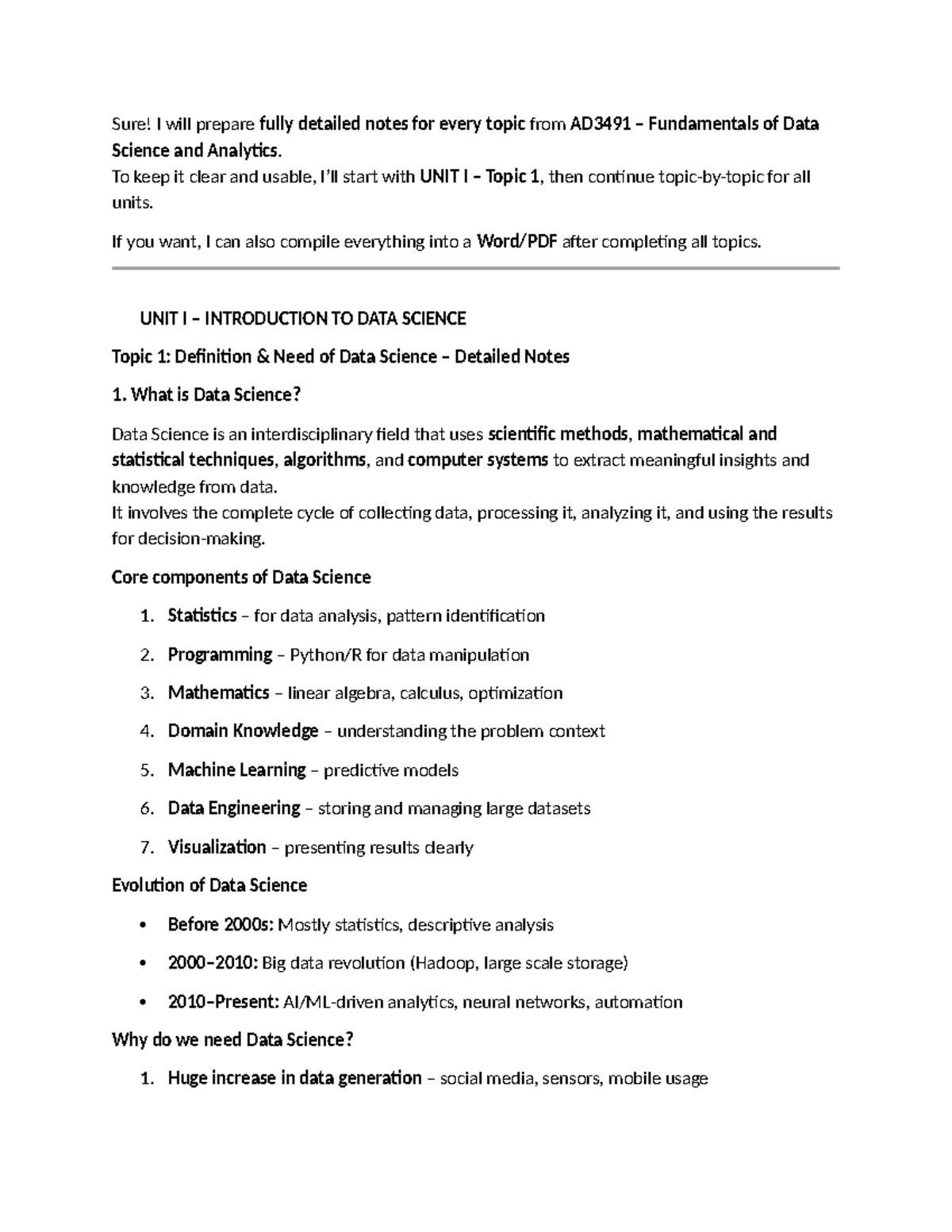 AD3491 Final Exam Notes: Fundamentals of Data Science & Analytics - Studocu