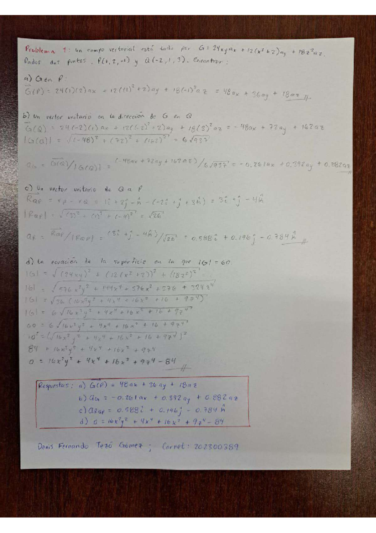 Problema 1: Campo Vectorial y Cálculo de Vectores Unitarios en G - Studocu