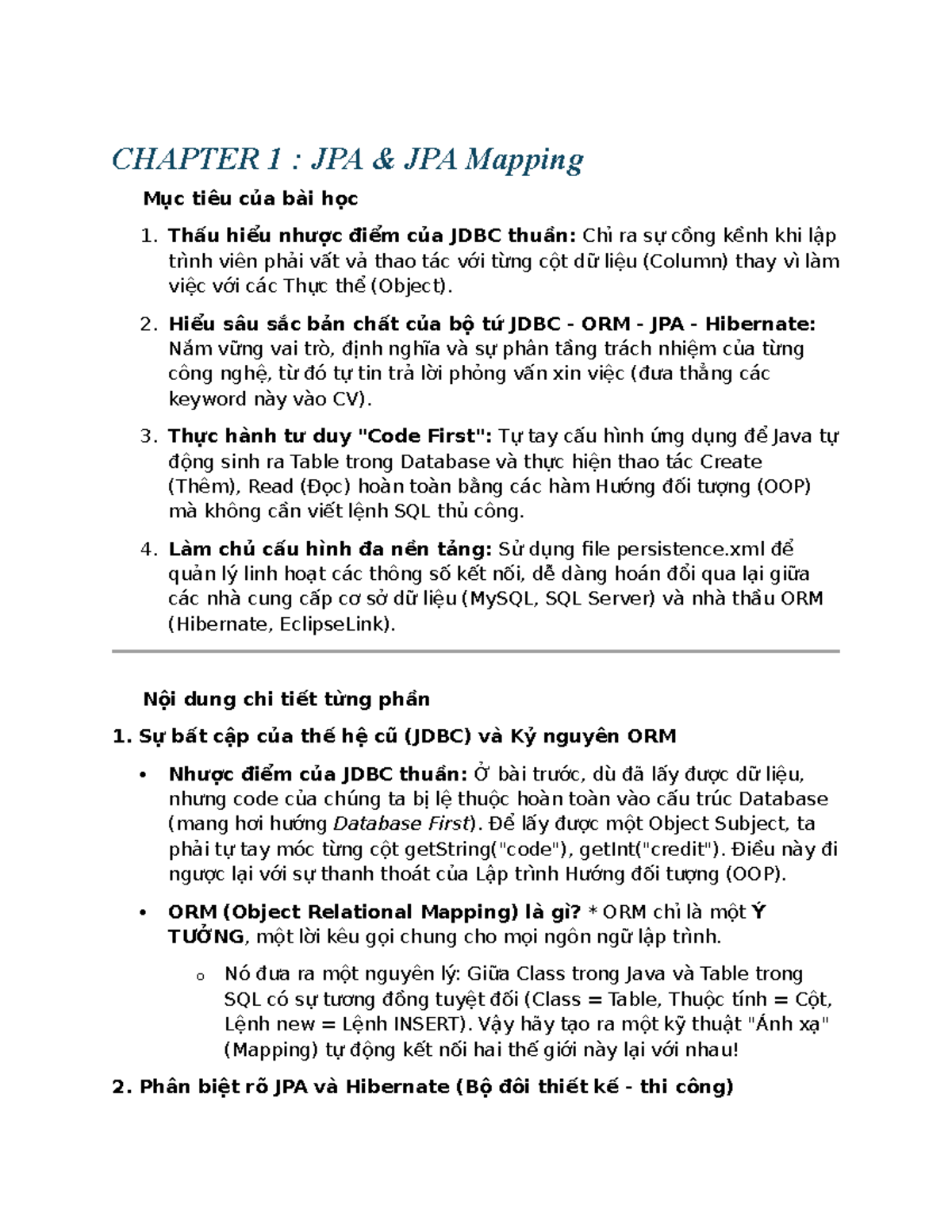 CHAPTER 1: JPA Mapping and ORM Concepts in Java - Studocu