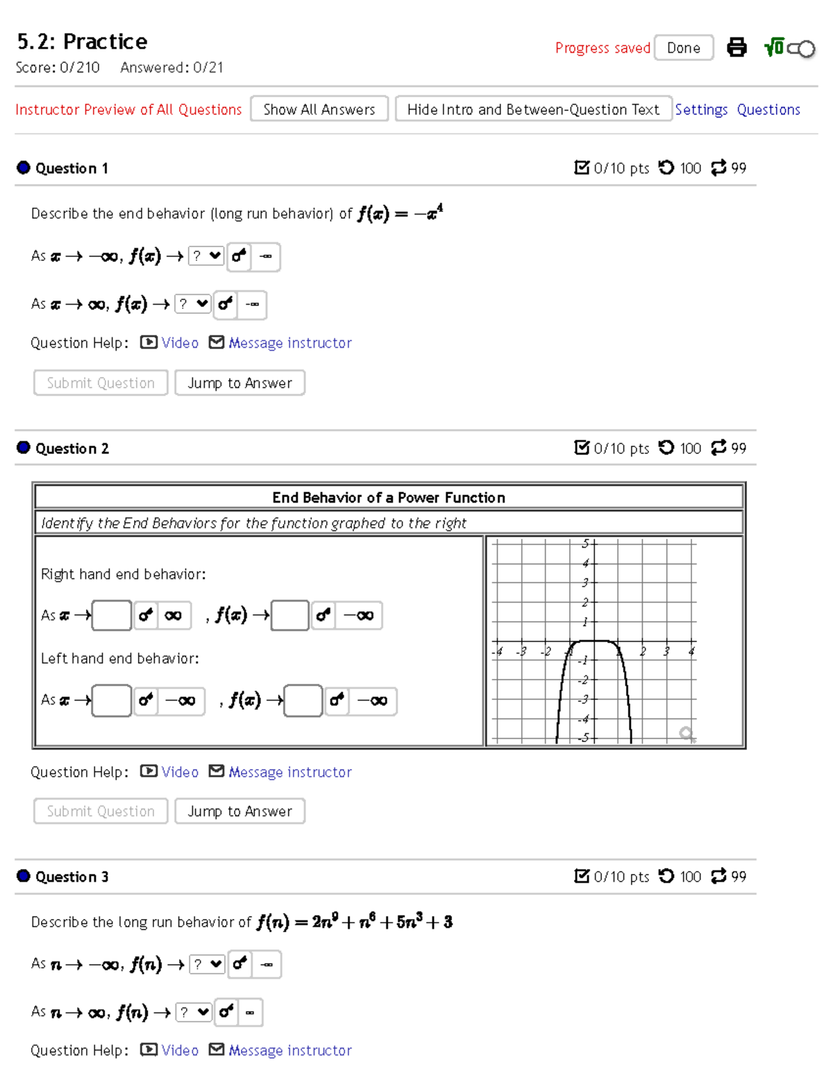 My Open Math 5.2: End Behavior Practice Answers - Summer 2025 - Studocu