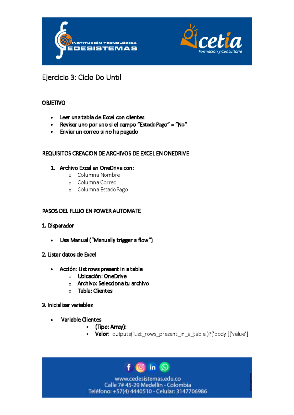 Ejercicio 3: Ciclo Do Until en Power Automate - Clase 06052025 - Studocu