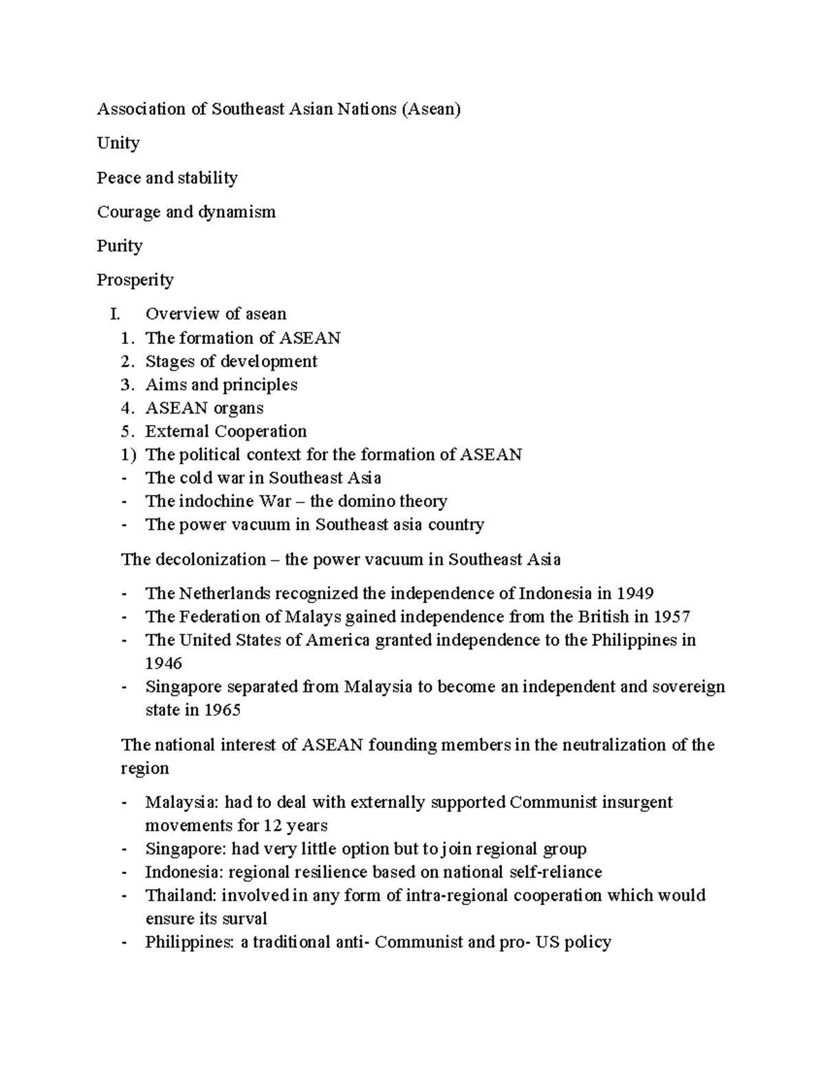 ASEAN Community Law Overview and Historical Context - Studocu