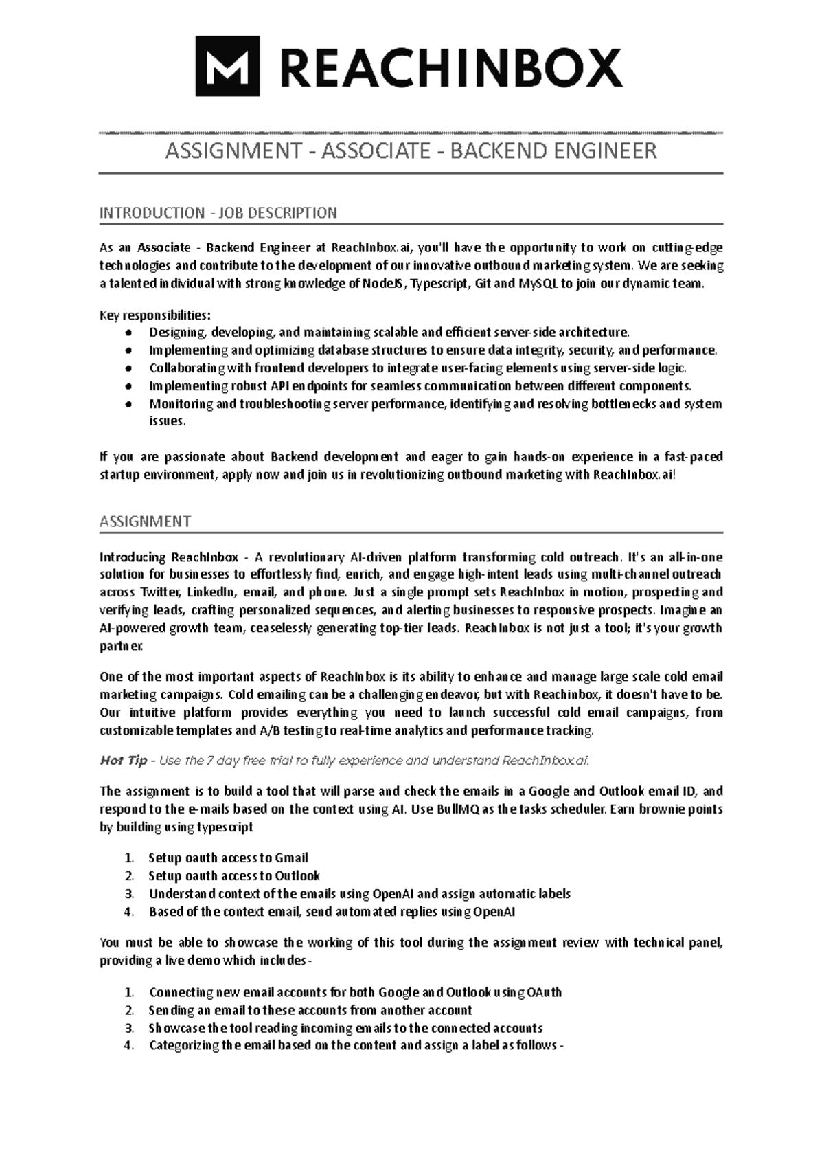 738885544 Assignment: Associate Backend Engineer - Tool Development ...