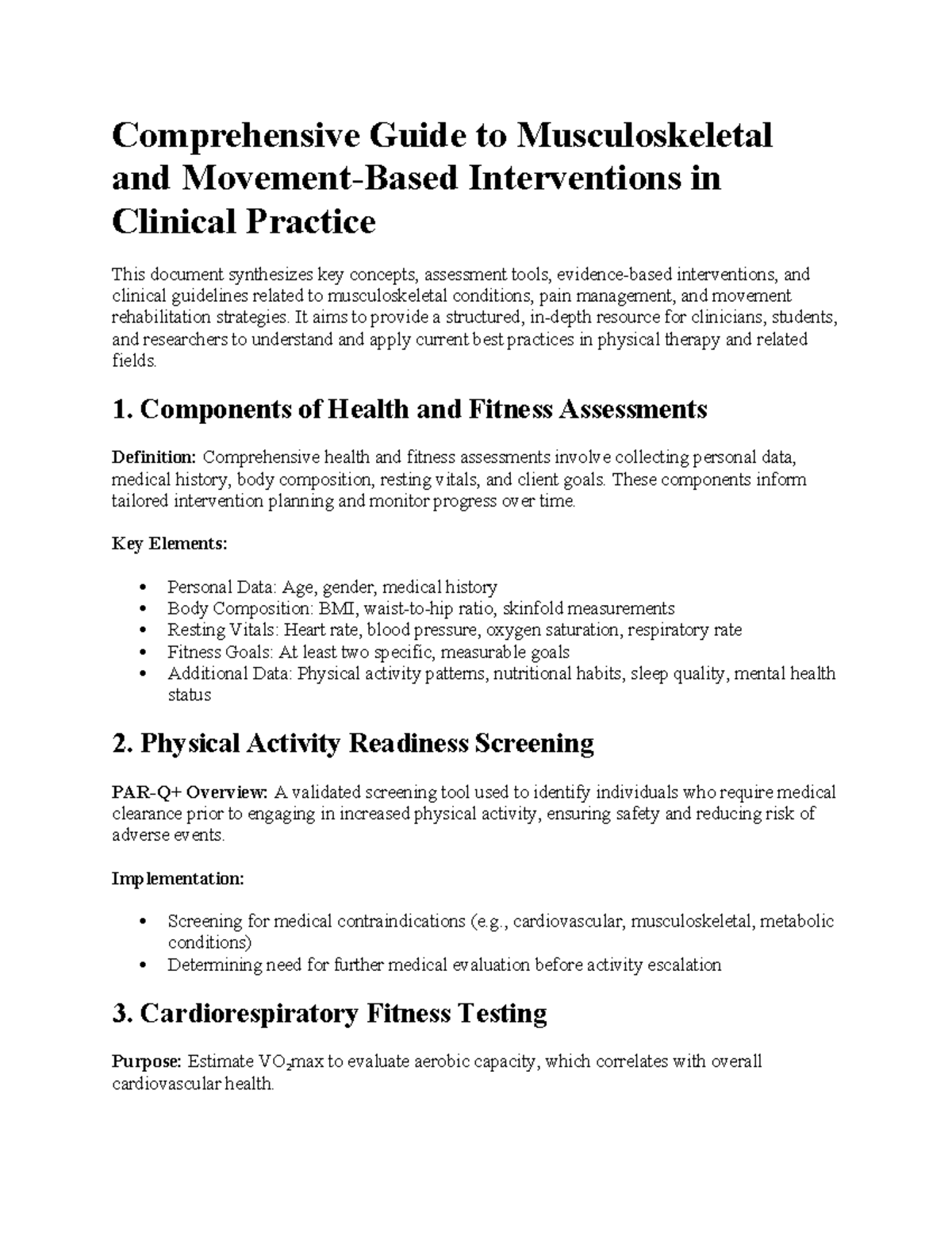 Comprehensive Guide to Musculoskeletal Interventions in Clinical ...