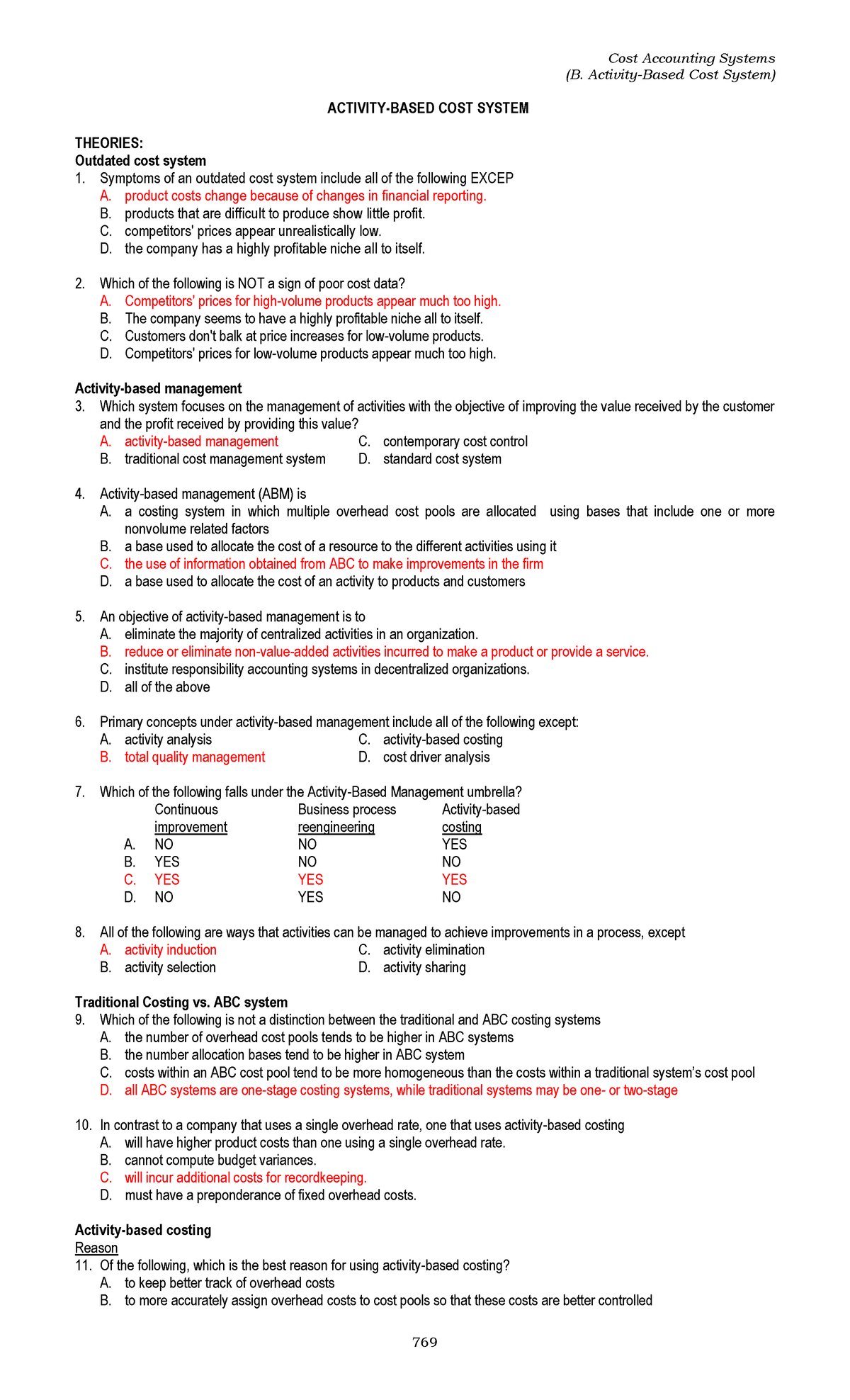 Activity Based Costing (B. Cost System) - Studocu