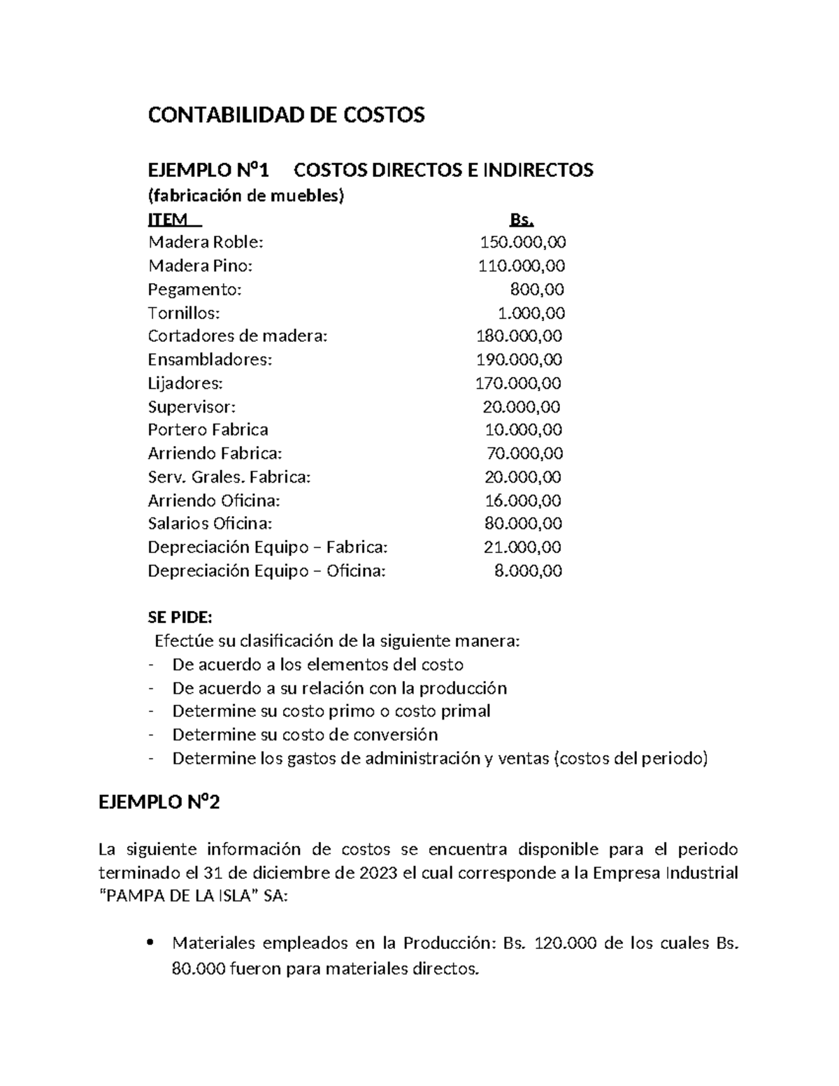 Costos Directos e Indirectos: Prácticas de Contabilidad Tercer Sem ...
