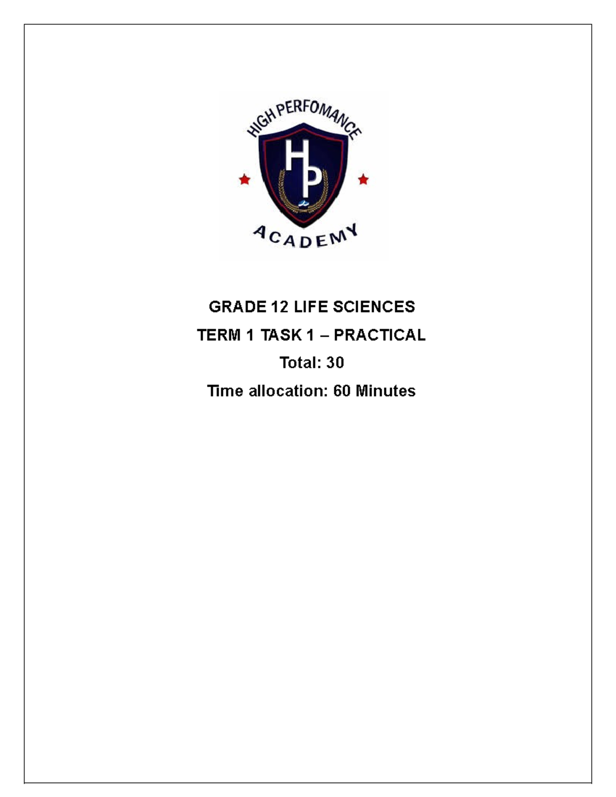 GRADE 12 LIFE SCIENCES TERM 1 TASK 1 PRACTICAL: DNA Transcription ...