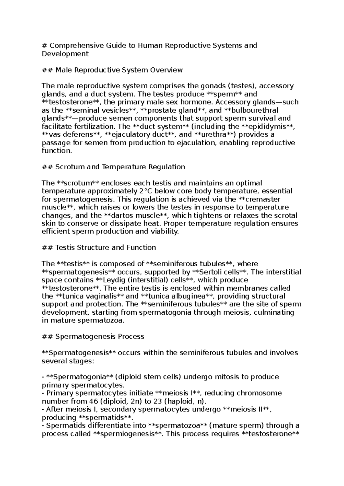 Comprehensive Guide to Human Reproductive Systems (BIO 101) - Studocu