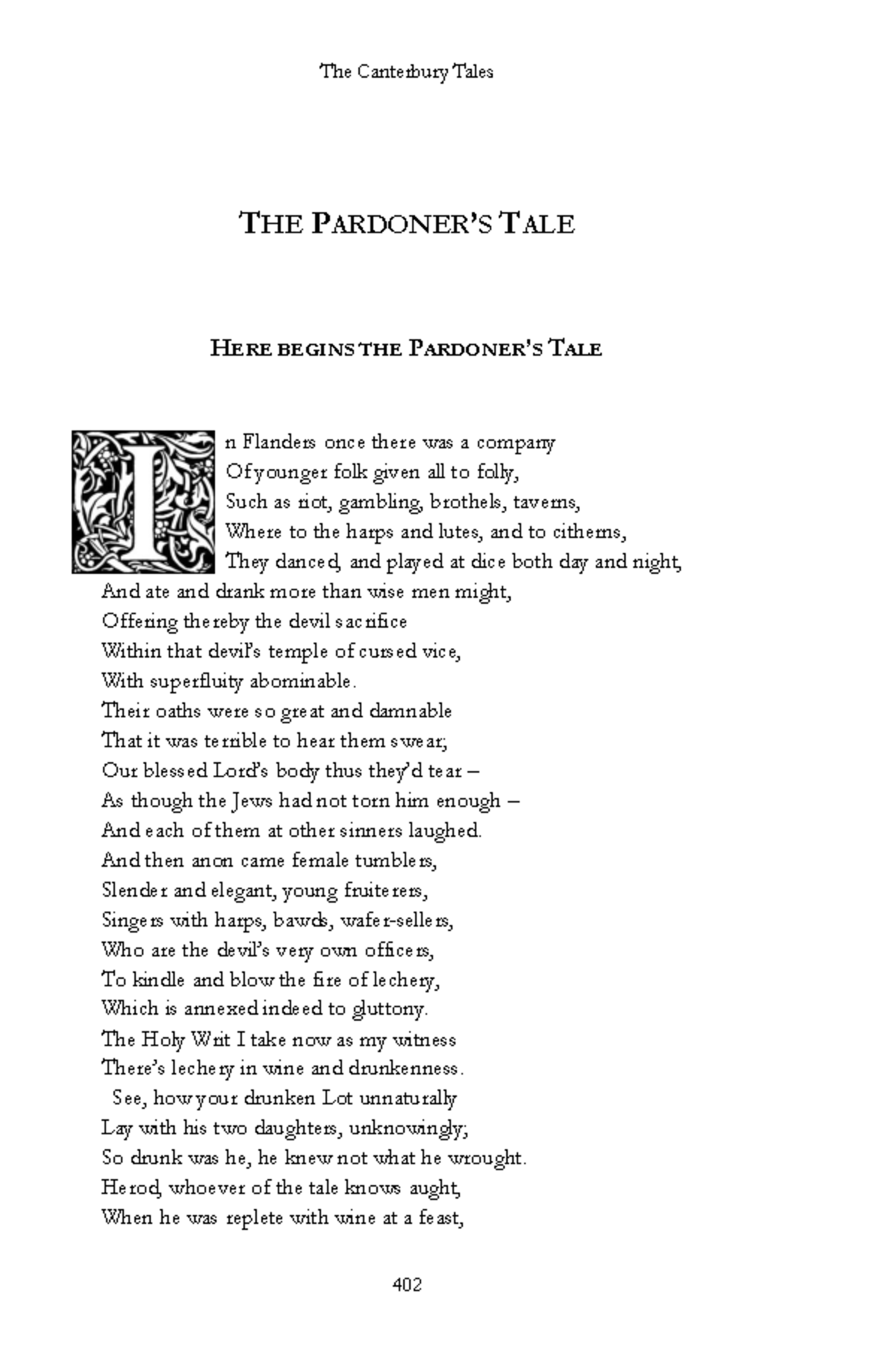 The Pardoner's Tale (CT) - Summary and Analysis - Studocu