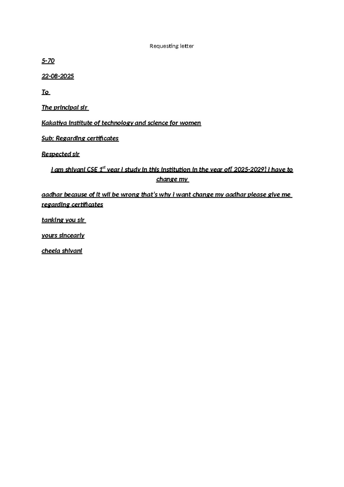 Requesting letter - xxxxxxx - Object Oriented Programming Through Java ...