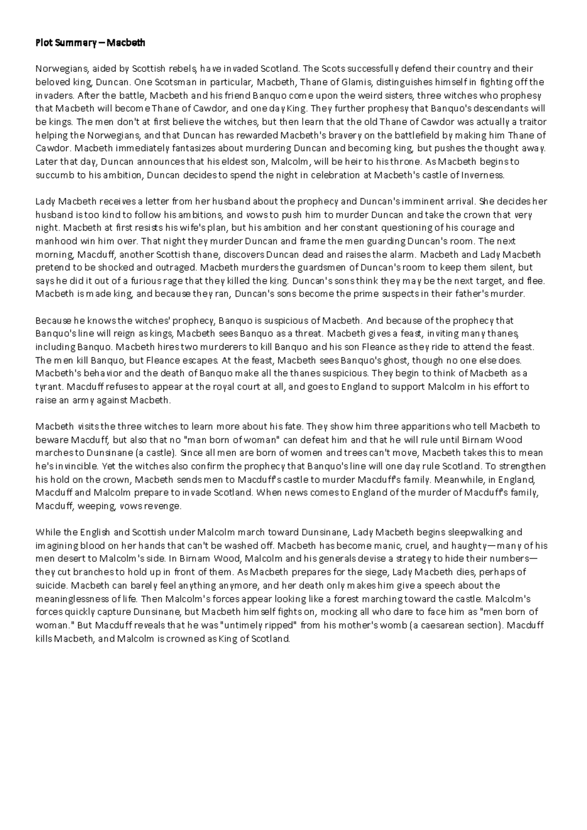 Macbeth (ENG 101) Final Exam Study Notes: Themes, Quotes, and Analysis ...