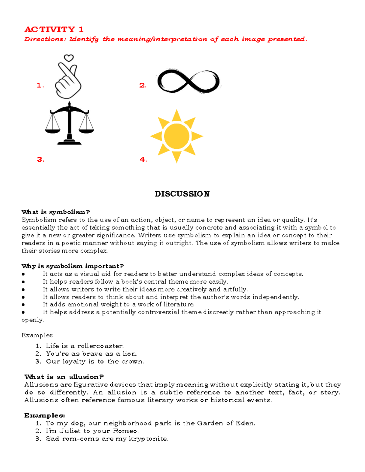 English 8: Understanding Symbolism, Allusion, and Theme in Literature ...
