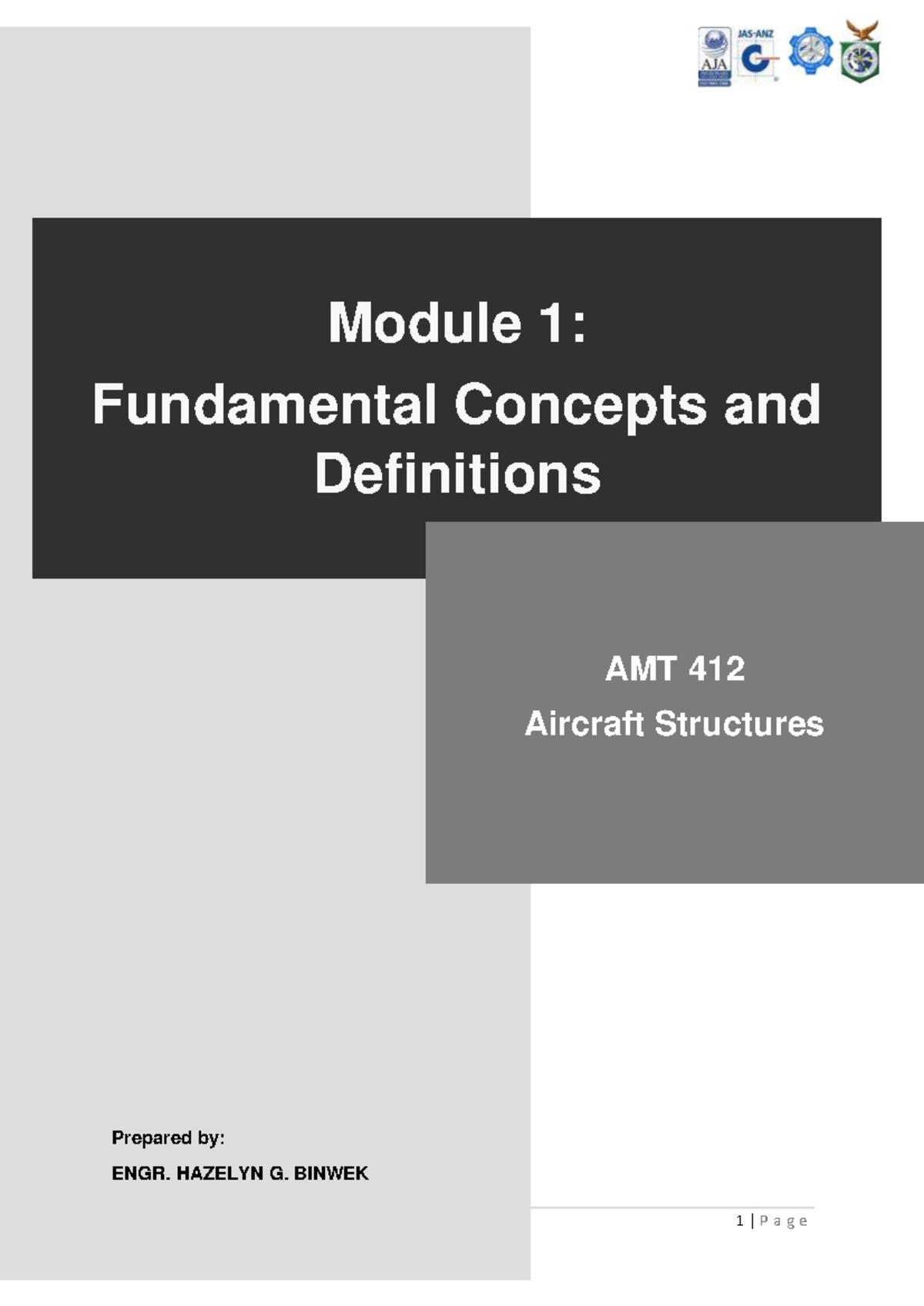 AMT 412 Module 01: Fundamental Concepts in Aircraft Structures - Studocu