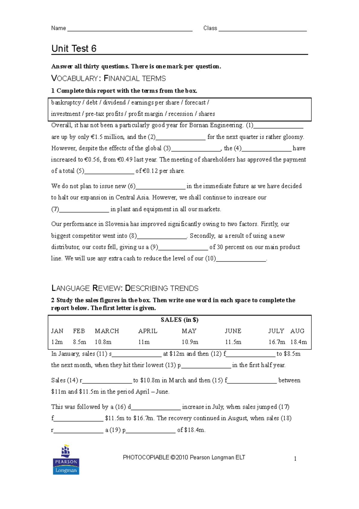MARKET LEADER INTERMEDIATE UNIT 6 TEST ANSWER KEY - UNIT TEST 6 - Studocu