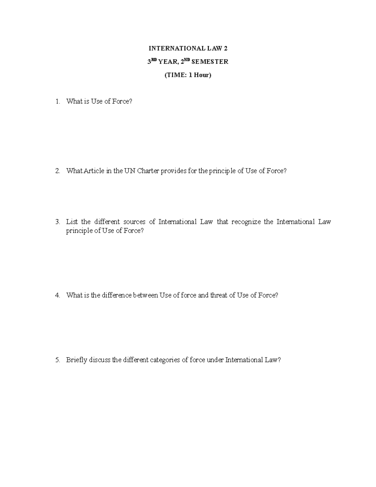 Second coursework test - INTERNATIONAL LAW 2 3 RD YEAR, 2ND SEMESTER ...