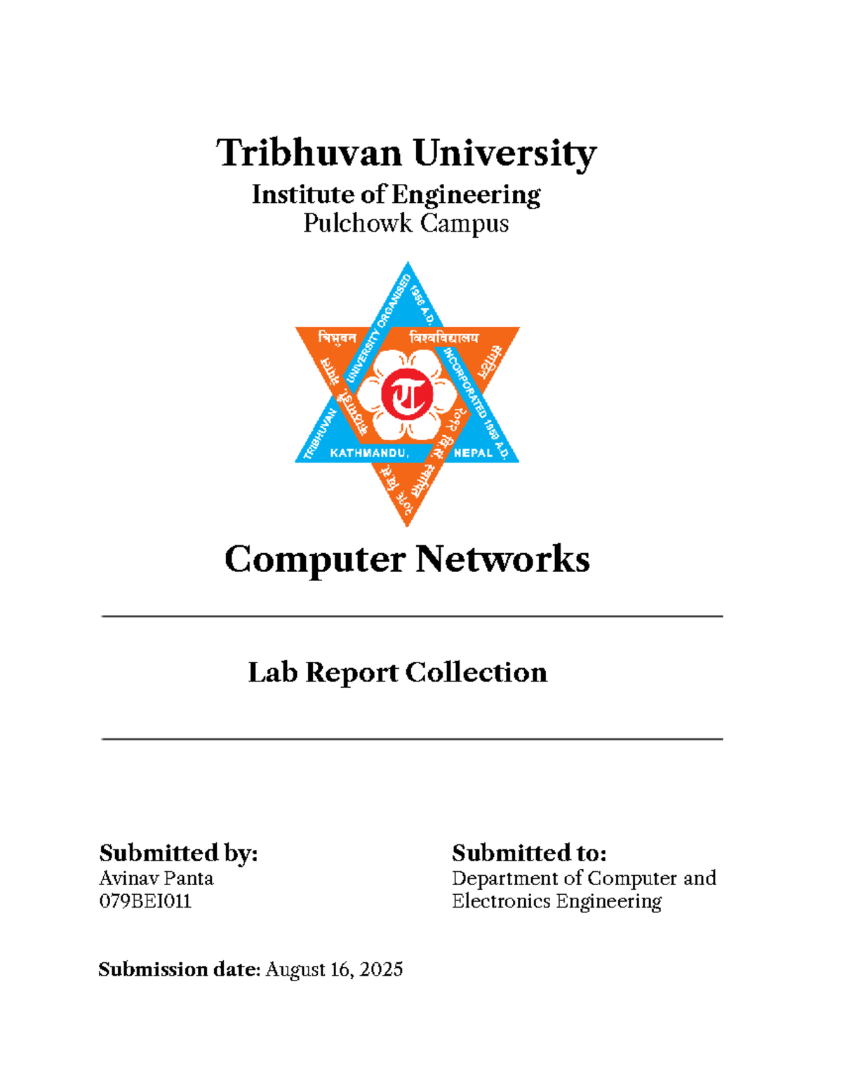 Computer Networks Lab Reports Collection - 079BEI011 - Studocu
