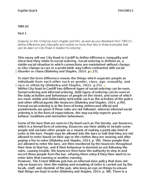 TMA01 Complete - Full assignment and tutor marked - Teagan Davies I Part 1: Written exercise In ...