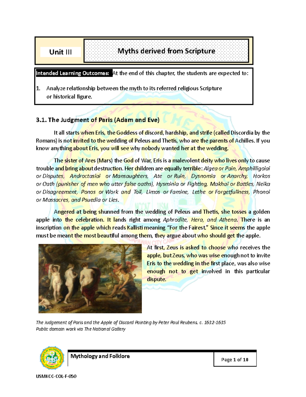 Eng Ed 214 Unit 3 Myths derived from Scripture - Mythology and Folklore ...