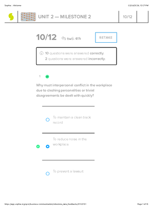 Introduction to Business Milestone 1 - UNIT 1 MILESTONE 1 RETAKE i 19 ...