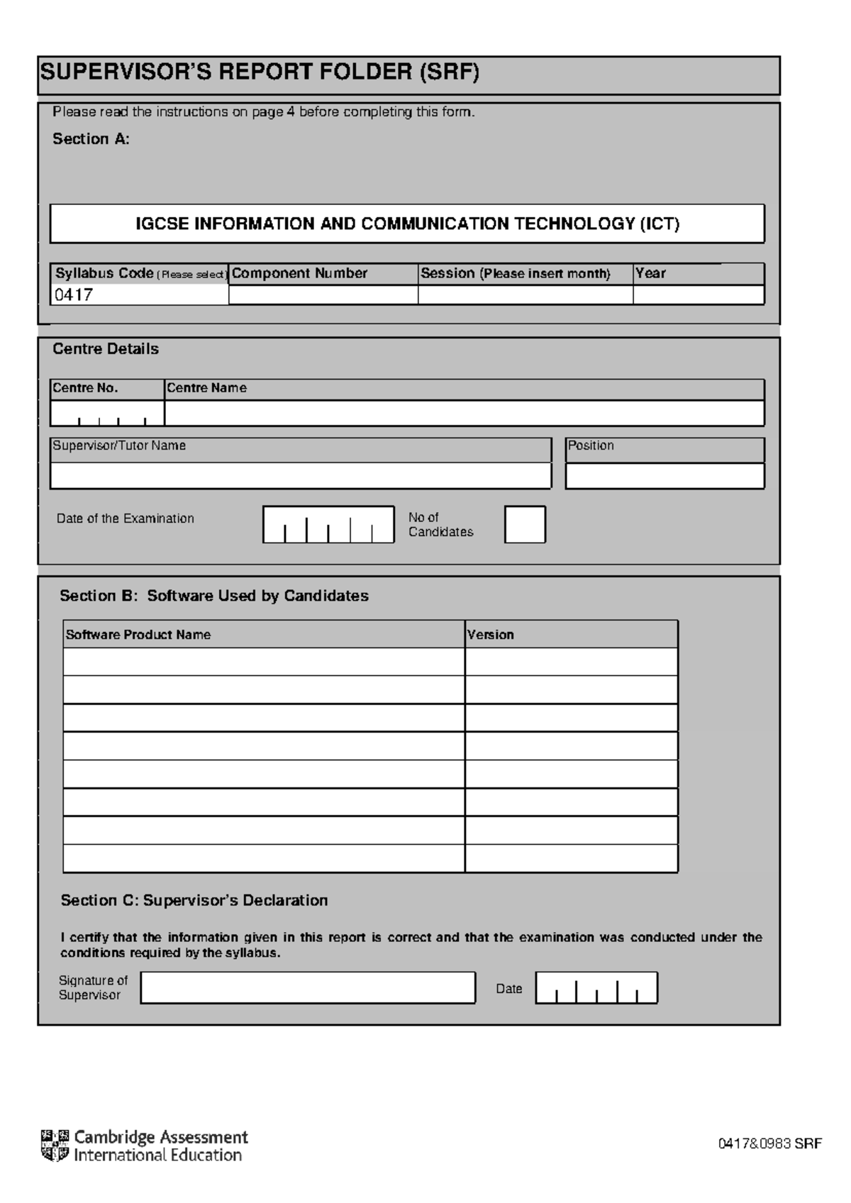 SRF report folder for IGCSE ICT examination details and issues - Studocu