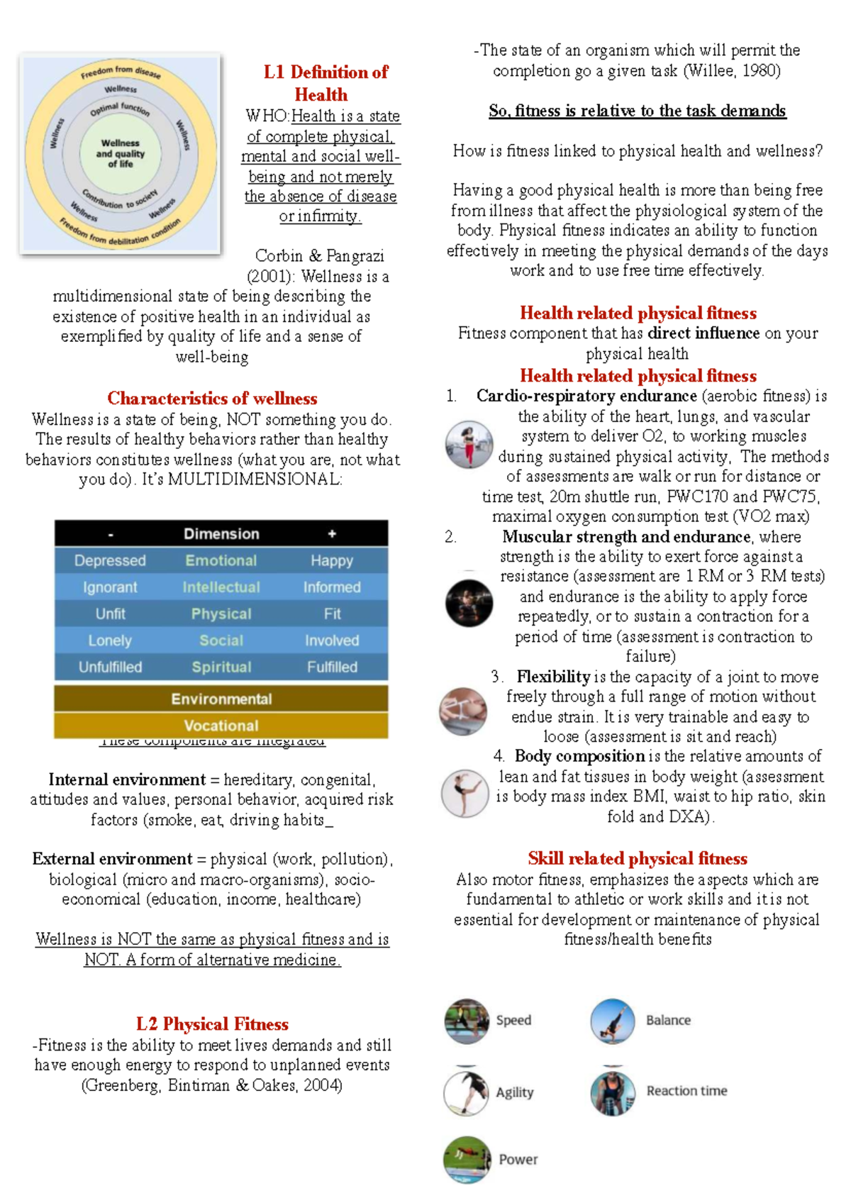 SSEH1103 Module 1: Health, Fitness, and Wellness Overview - Studocu