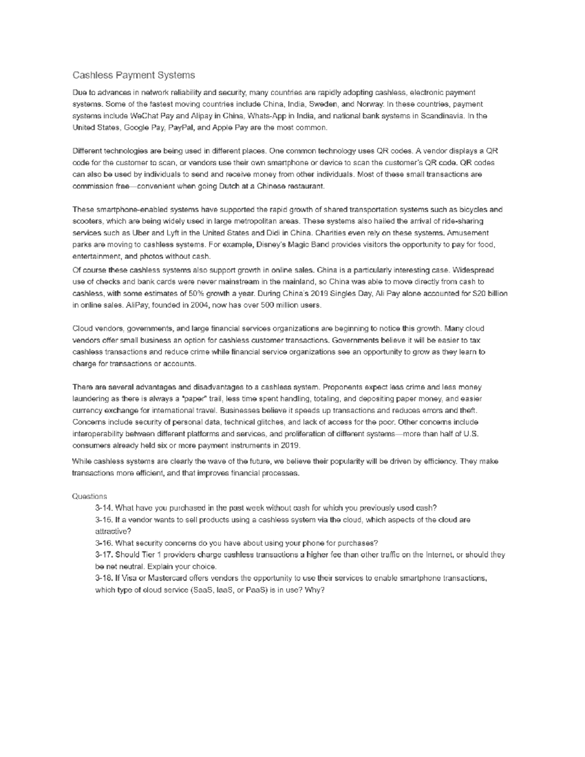 Case Study - Cashless Payment Systems: Trends & Impacts - Studocu