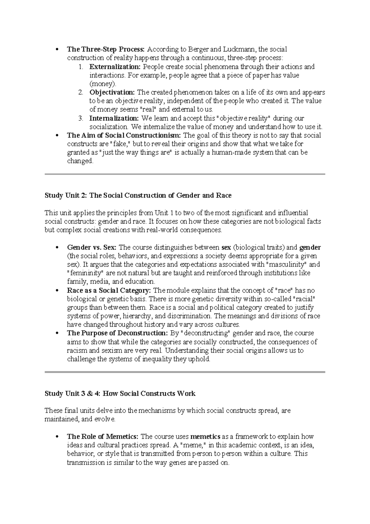SOC 101: Summaries of Social Constructionism Modules - Studocu