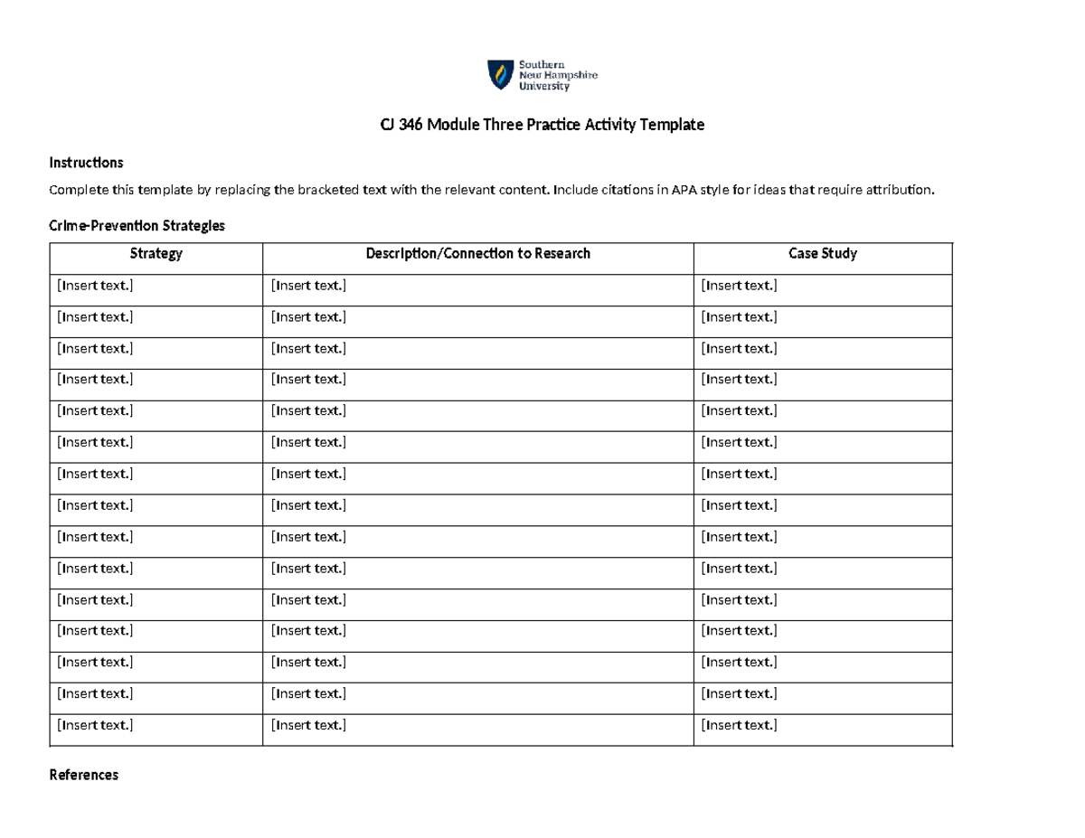 CJ 346 Module Three Practice Activity Template - CJ 346 Module Three ...