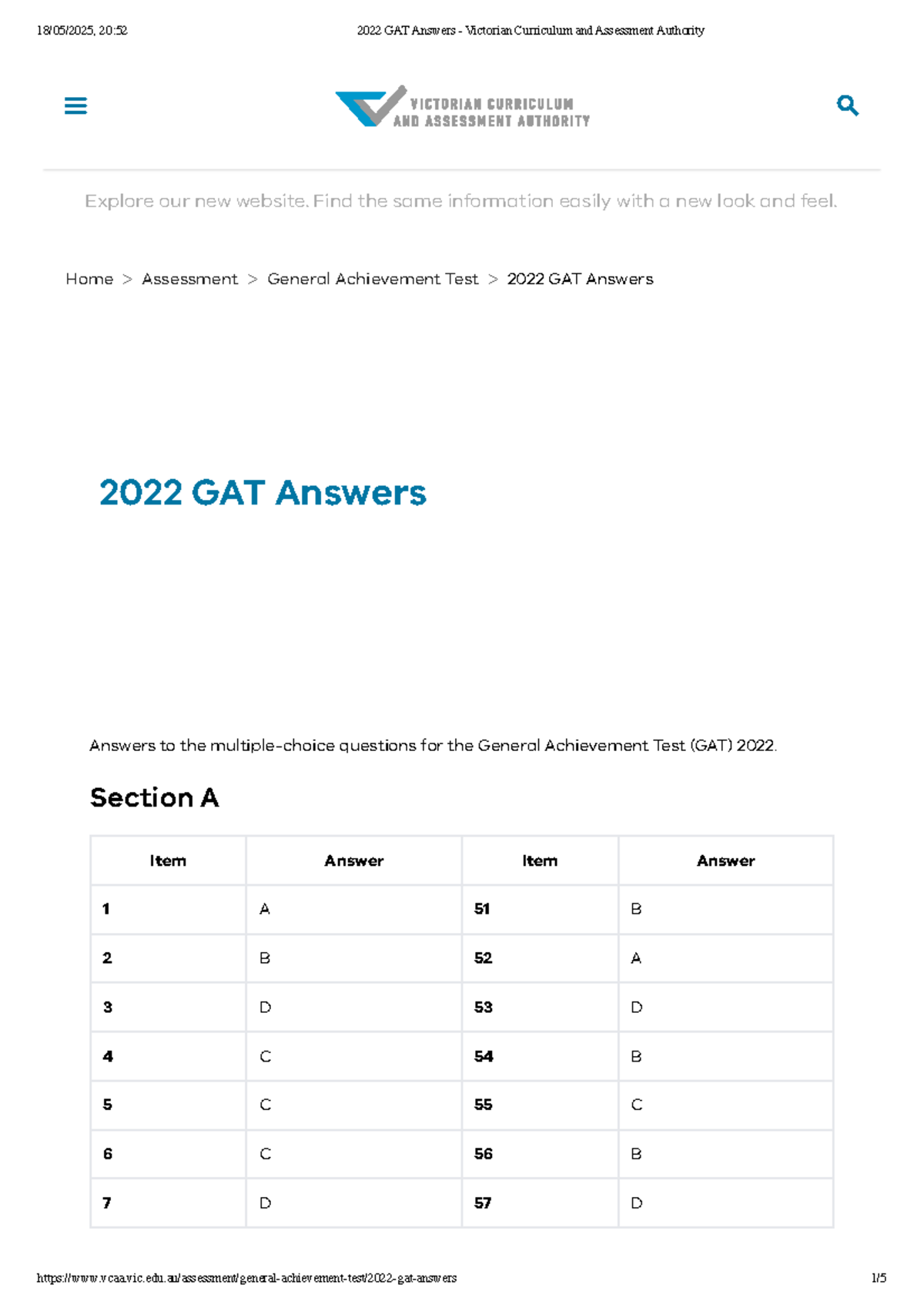 2022 GAT Answers - VCAA General Achievement Test Solutions - Studocu
