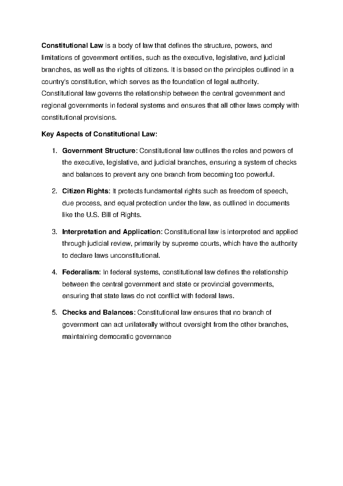 What is Constitutional Law - Constitutional Law is a body of law that ...