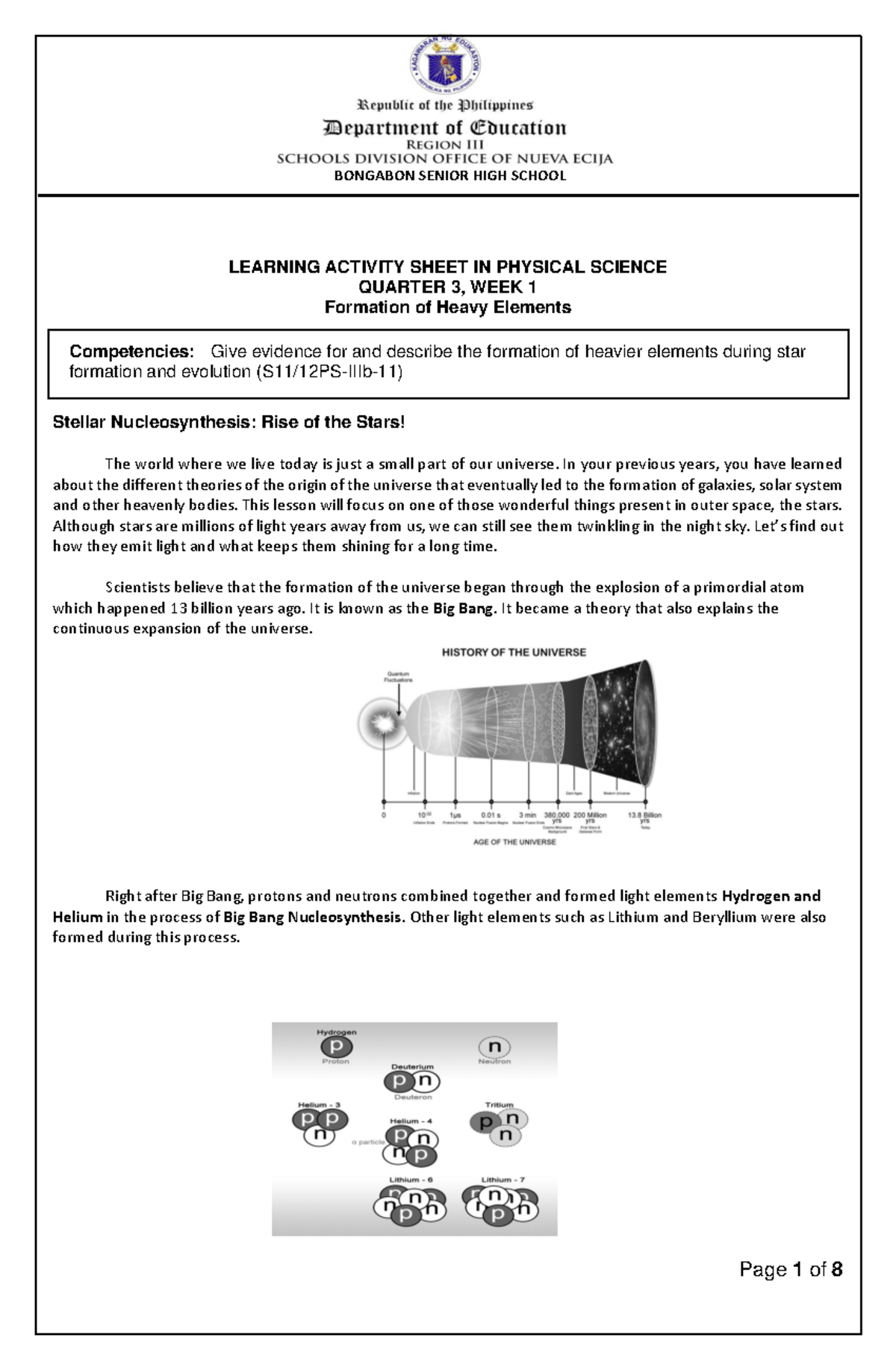LAS Physical Science WEEK1 - LEARNING ACTIVITY SHEET IN PHYSICAL ...