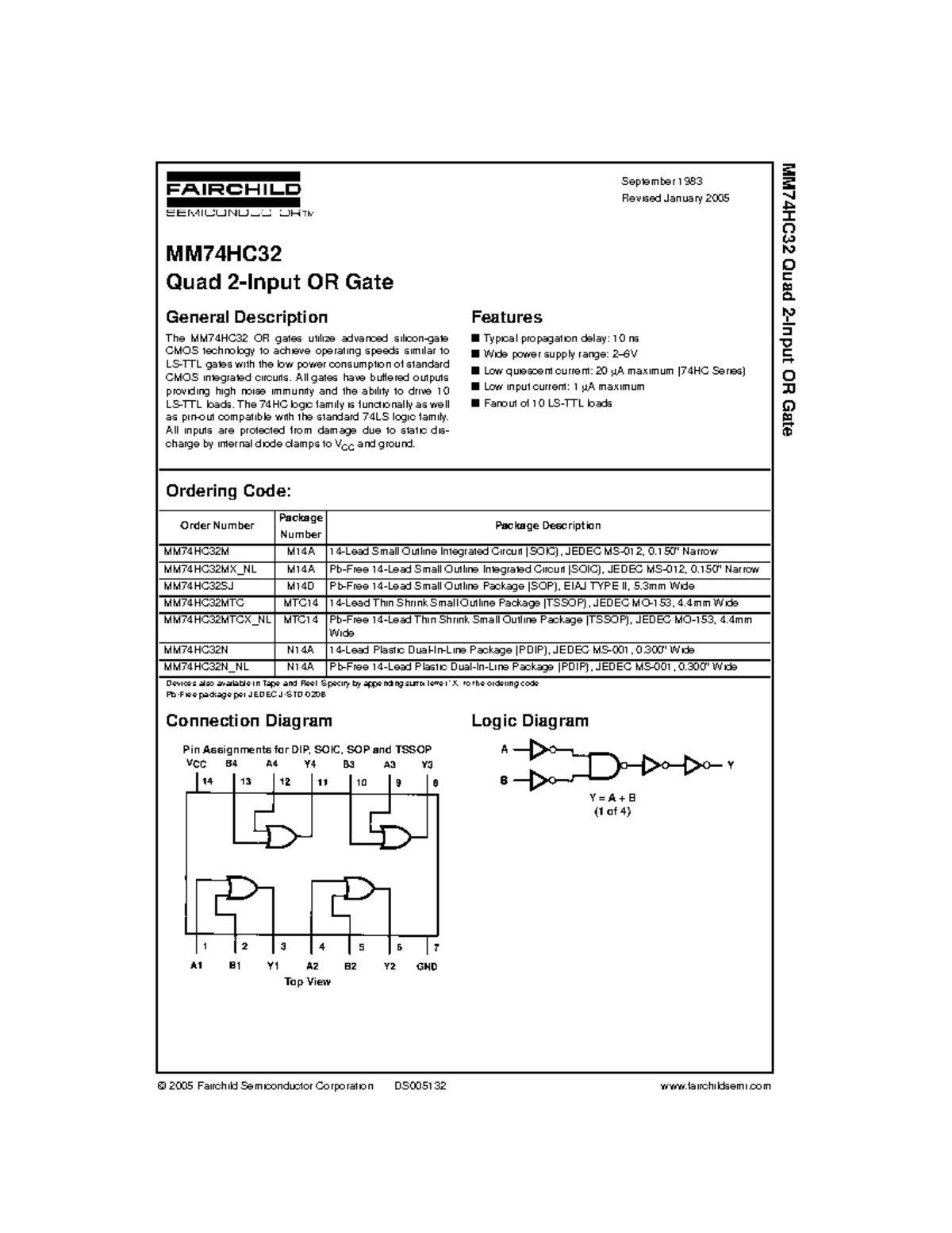 74HC32 - Quad OR Gate Datasheet for Lab Use - Studocu