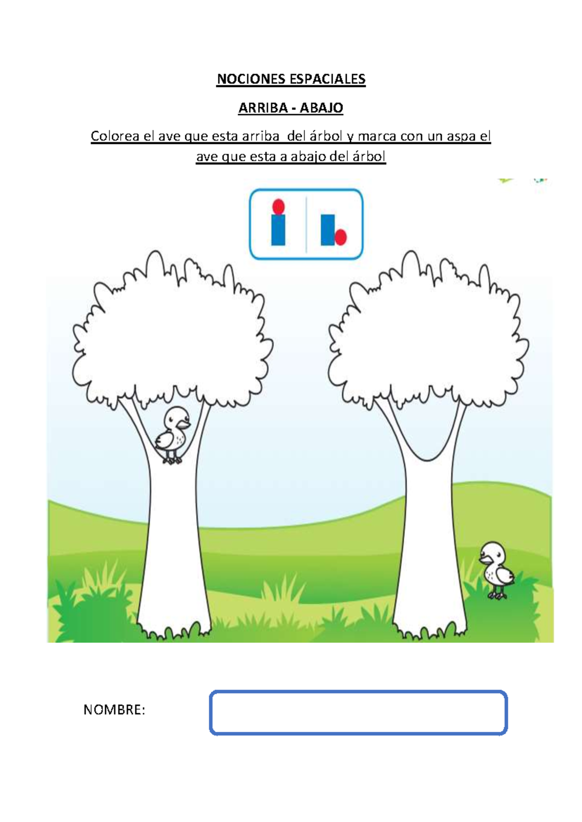 Nociones Espaciales - practico - NOCIONES ESPACIALES ARRIBA - ABAJO ...
