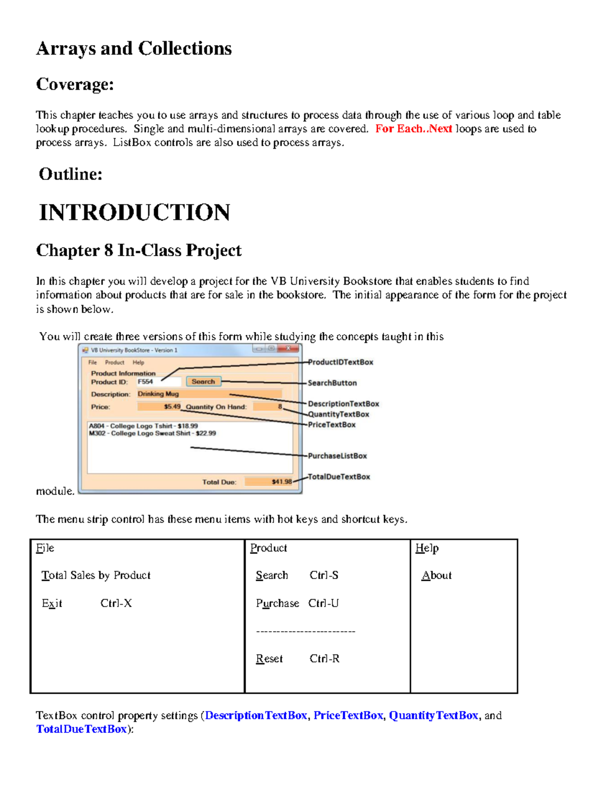 Chapter 8 & 9: Arrays and Collections Overview for VB Programming - Studocu